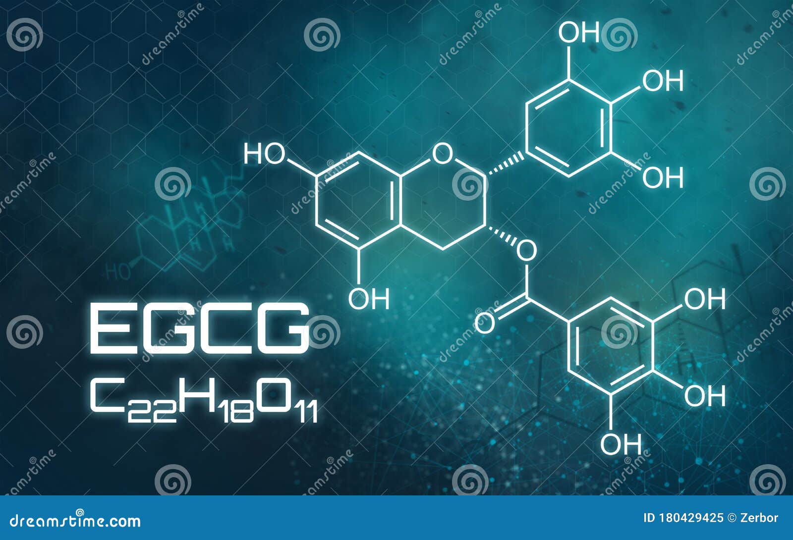 Chemical Formula of EGCG on a Futuristic Background Stock Illustration ...