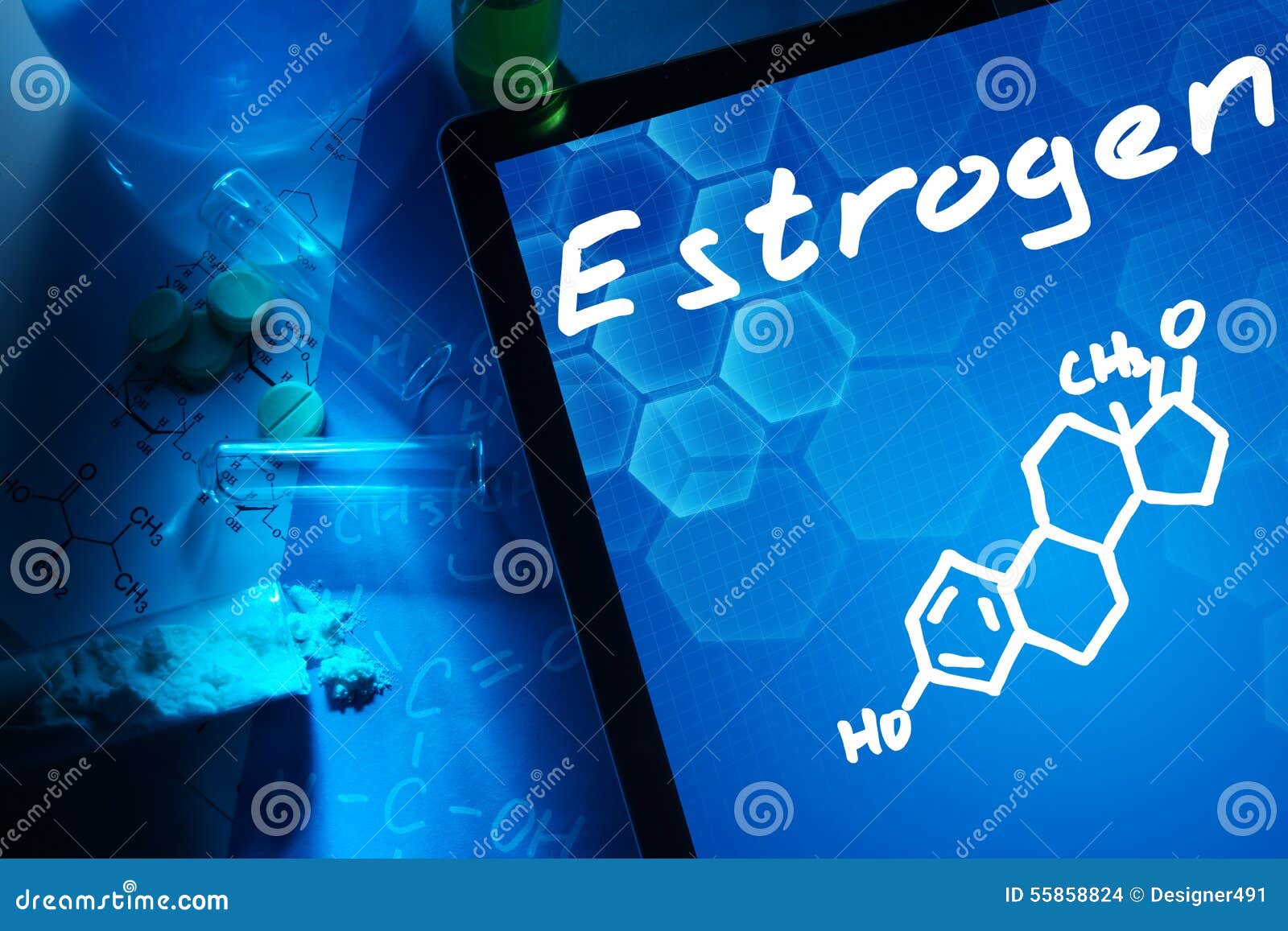The Chemical Formula of Estrogen. Stock Photo - Image of technology ...