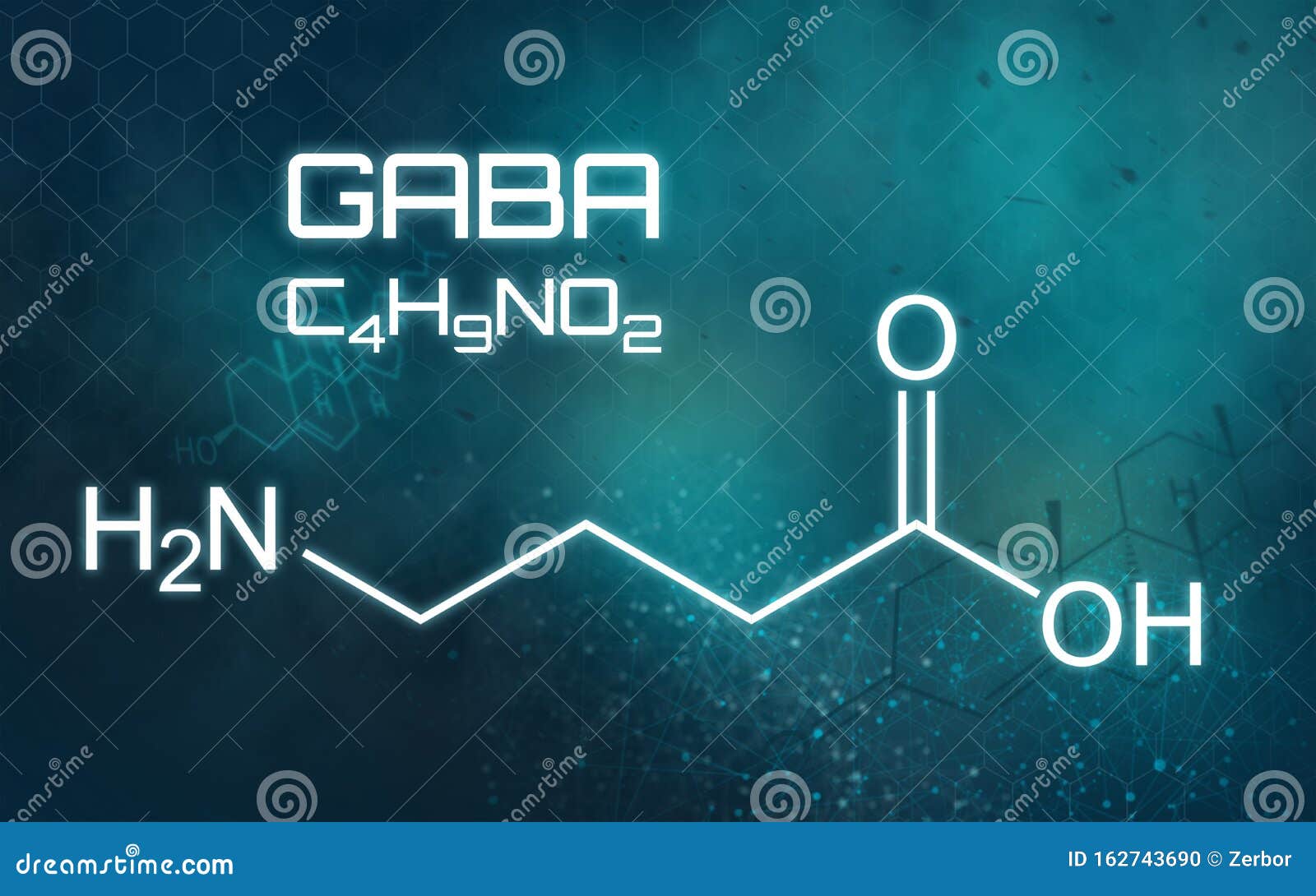 Chemical Formula of GABA on a Futuristic Background Stock Illustration ...
