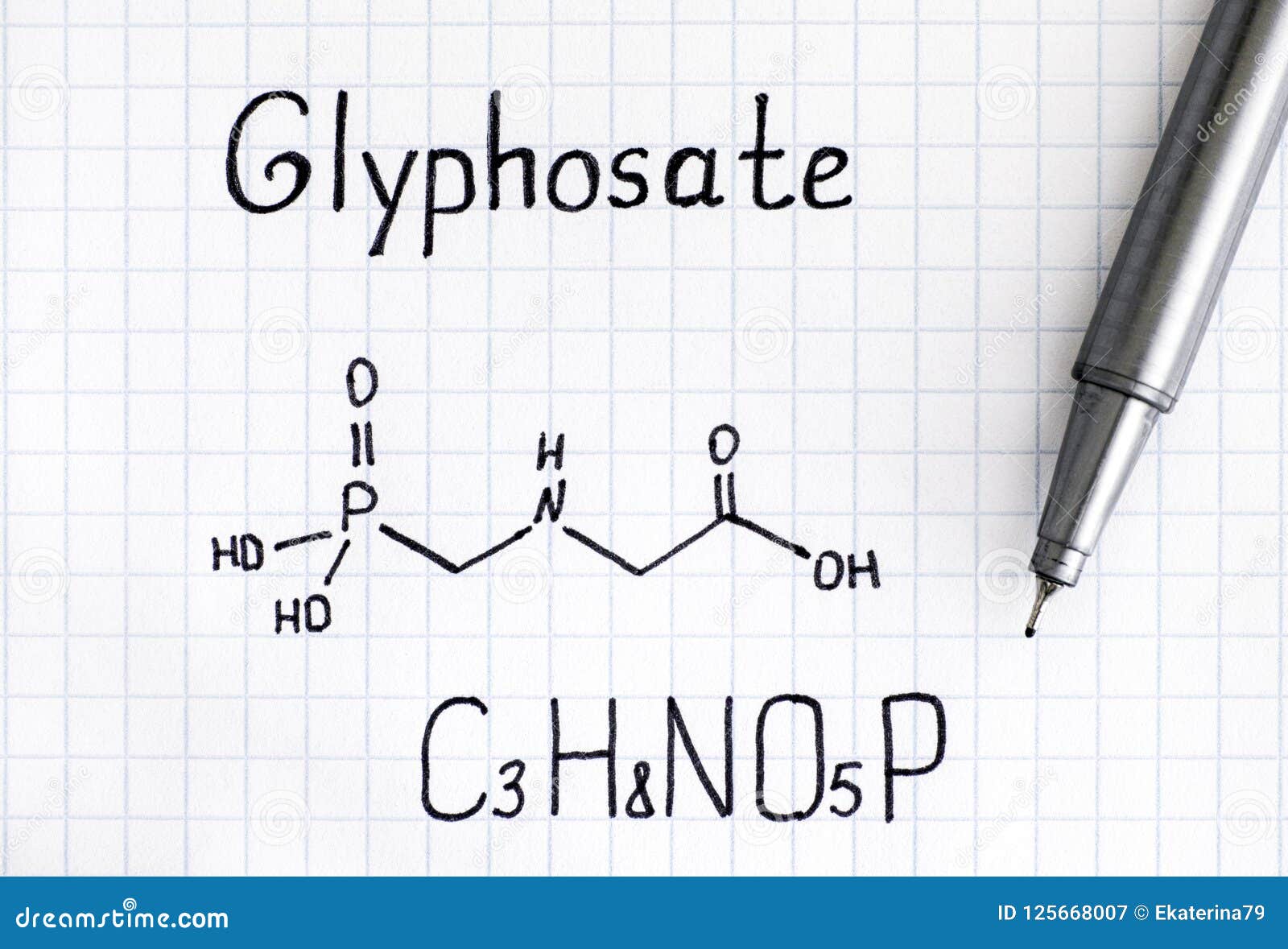 Chemical Formula of Glyphosate with Pen. Stock Image - Image of white ...