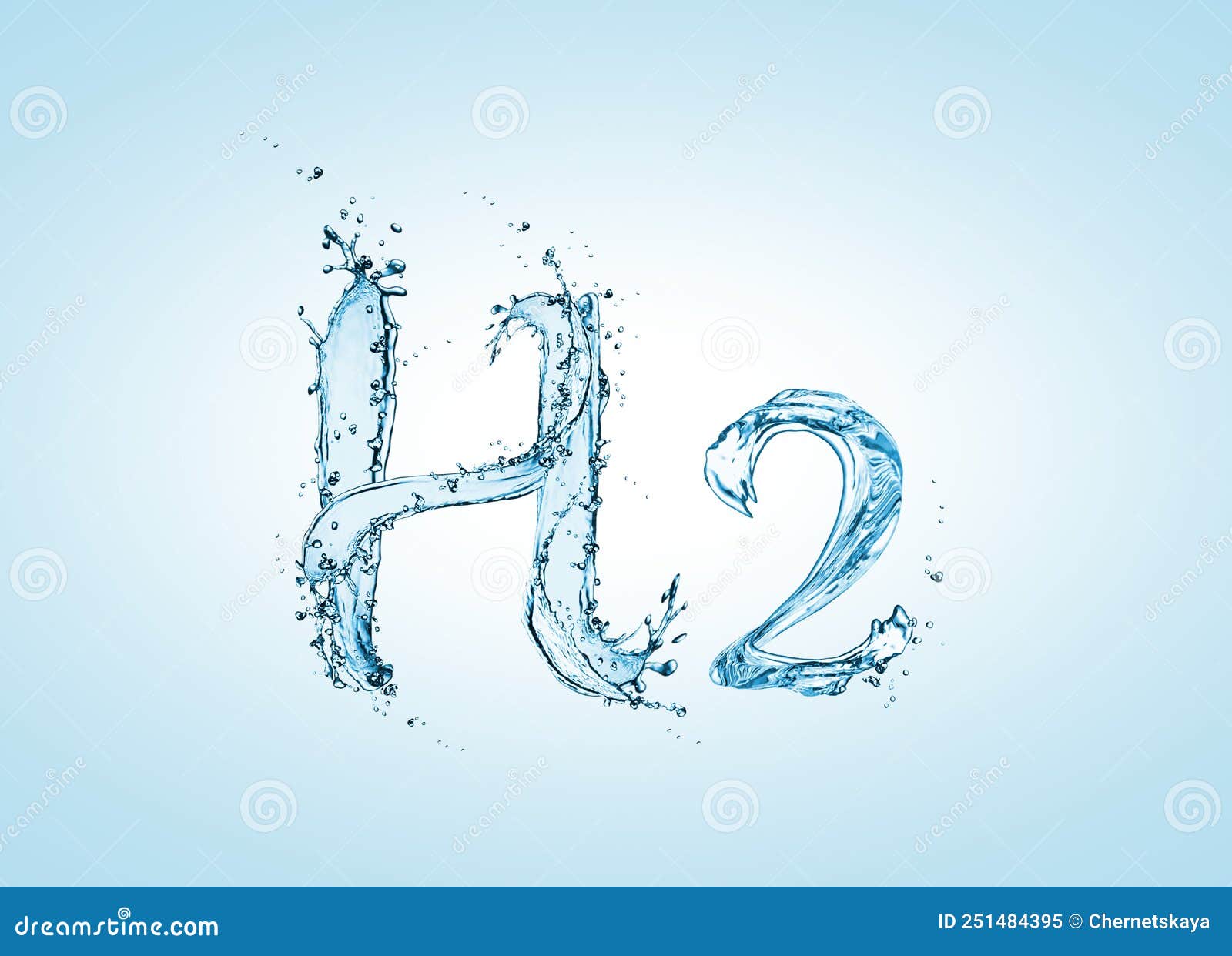 Chemical Formula H2 Made of Water on Light Blue Background Stock ...