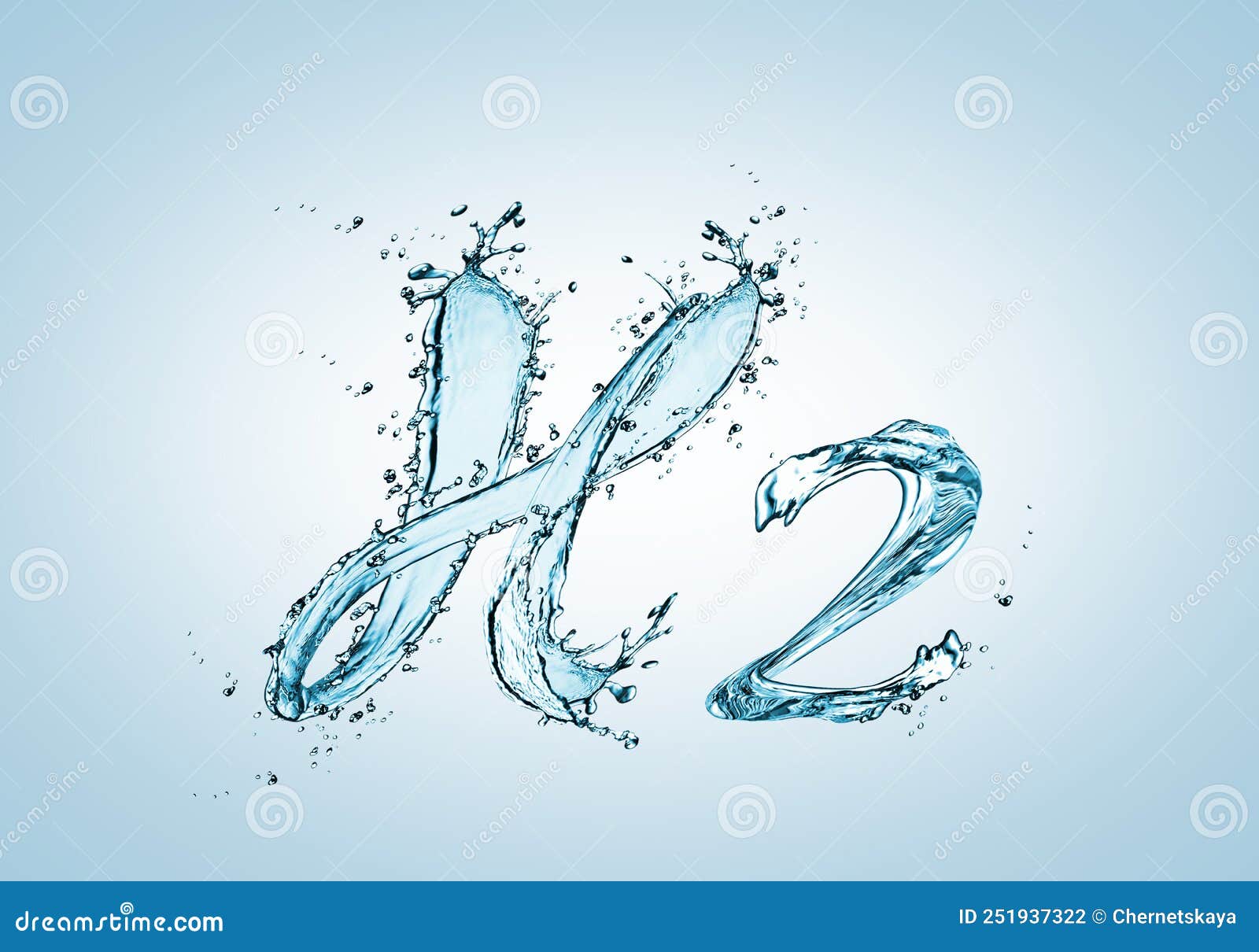Chemical Formula H2 Made of Water on Light Blue Background Stock ...