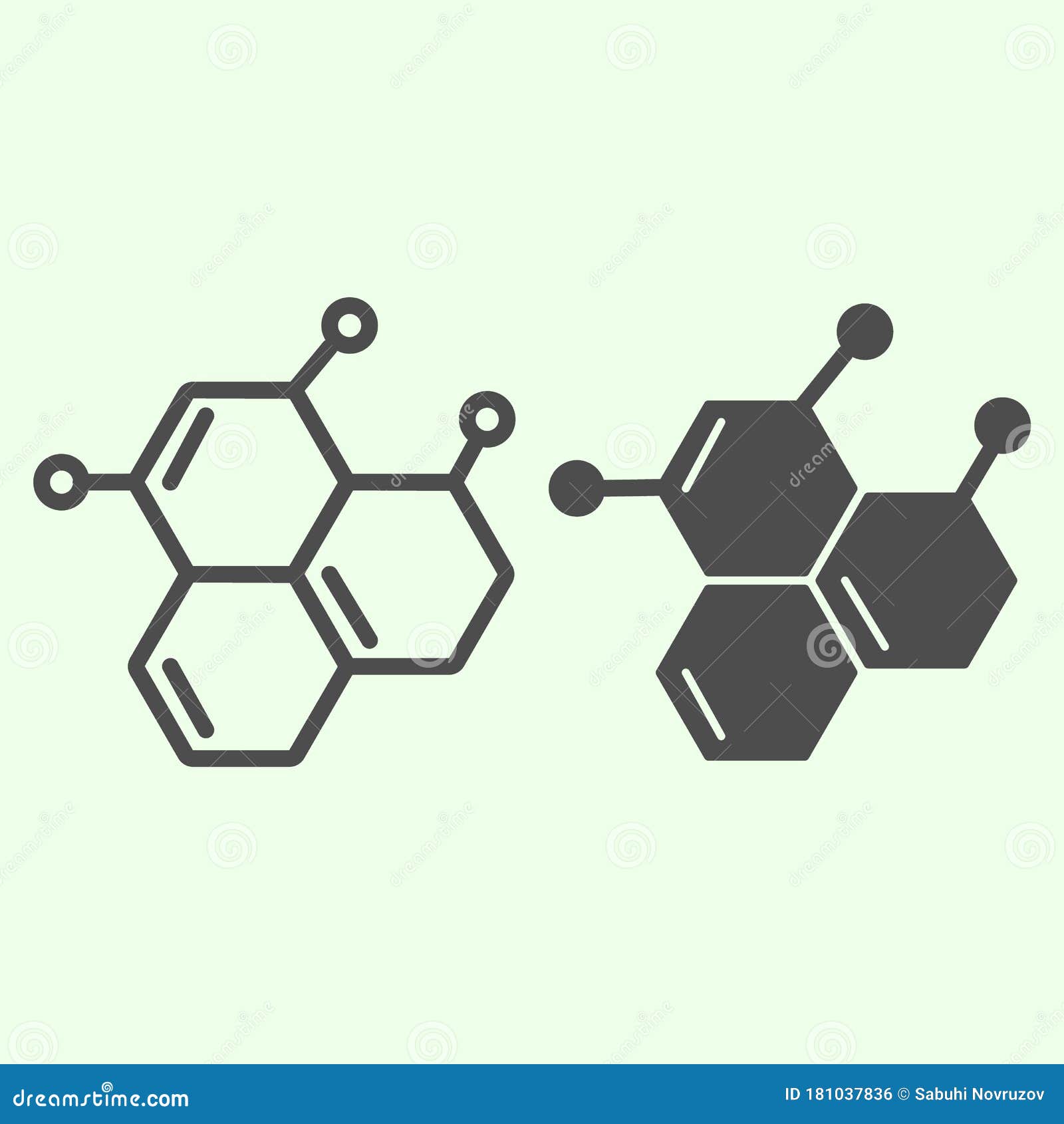 Chemical Formula Line and Solid Icon. Atomic Structure and Molecules ...