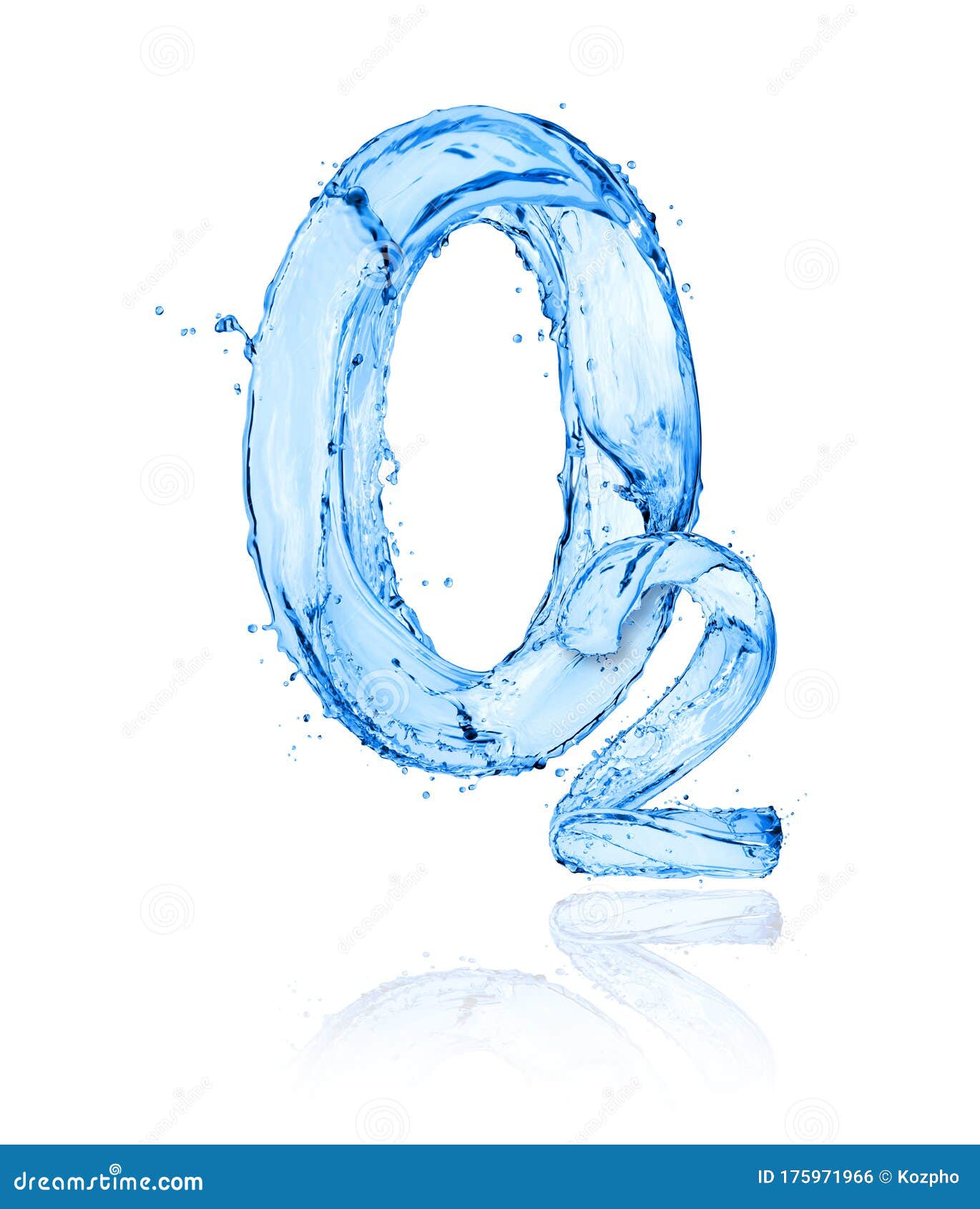 Chemical Formula of Oxygen Made of Water Splashes on a White Background ...