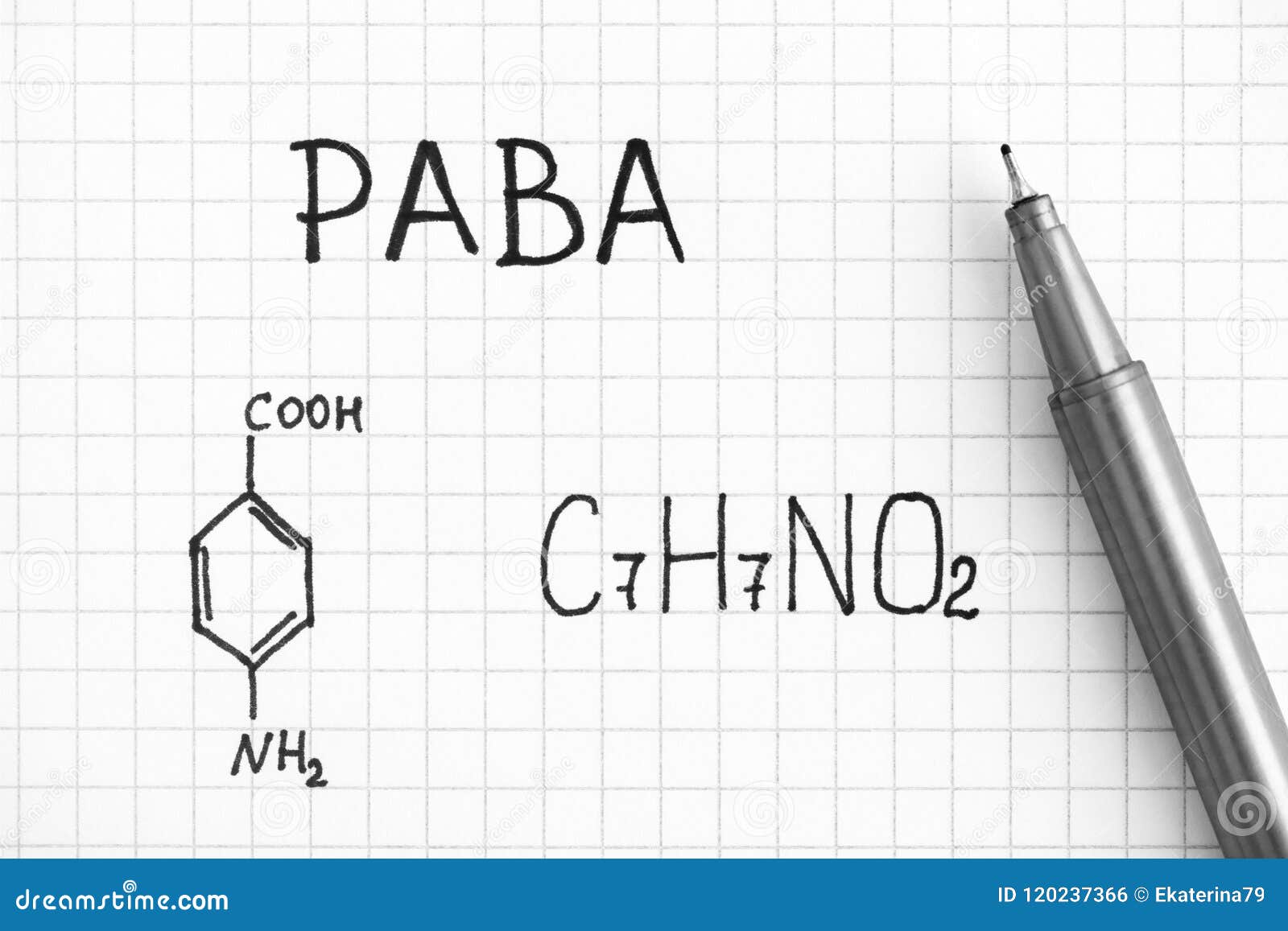 4-aminobenzoic Acid Molecular Structure, 3d Model Molecule, Vitamin B10 ...