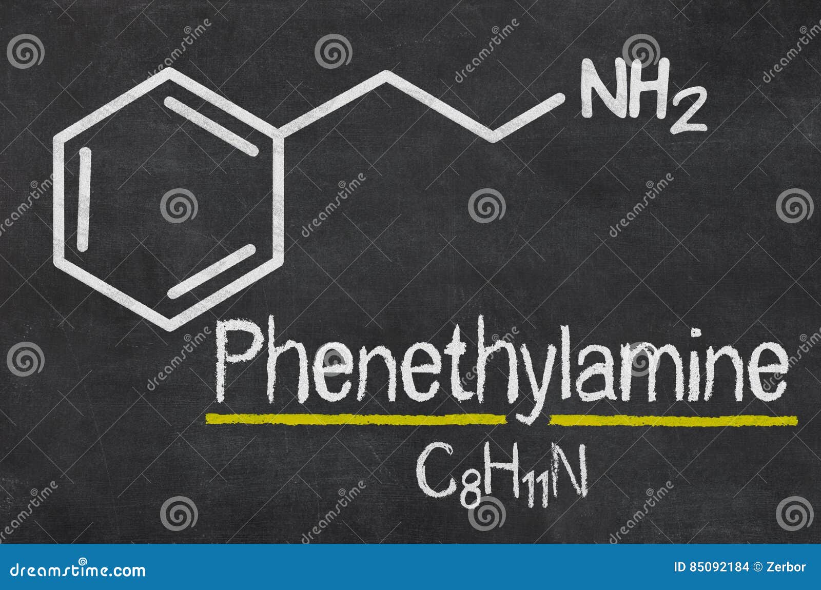 Chemical Formula of Phenethylamine Stock Illustration - Illustration of ...