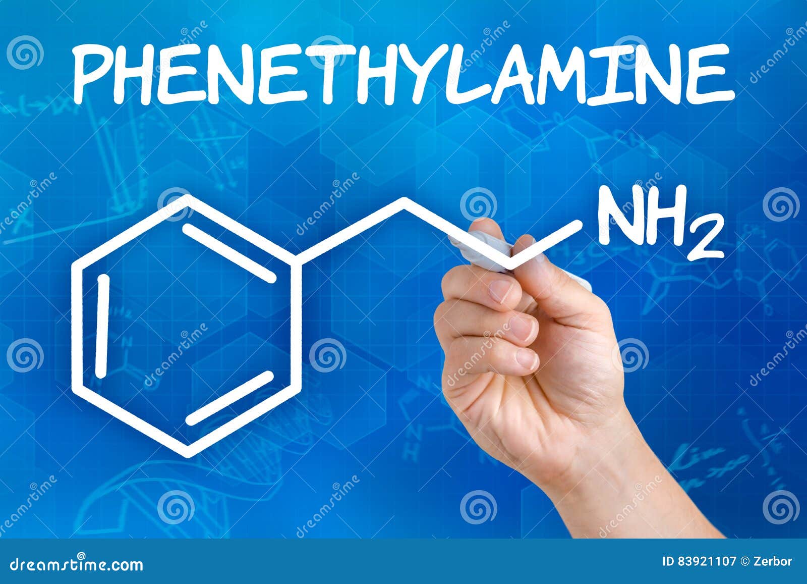 Chemical Formula of Phenethylamine Stock Illustration - Illustration of ...
