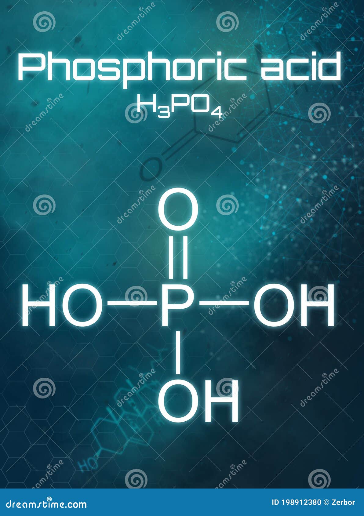 Chemical Formula Of Phosphoric Acid On A Futuristic Background Stock
