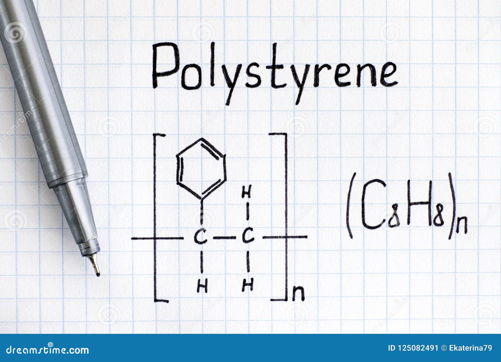 Chemical Formula of Polystyrene with Pen. Stock Image - Image of ...