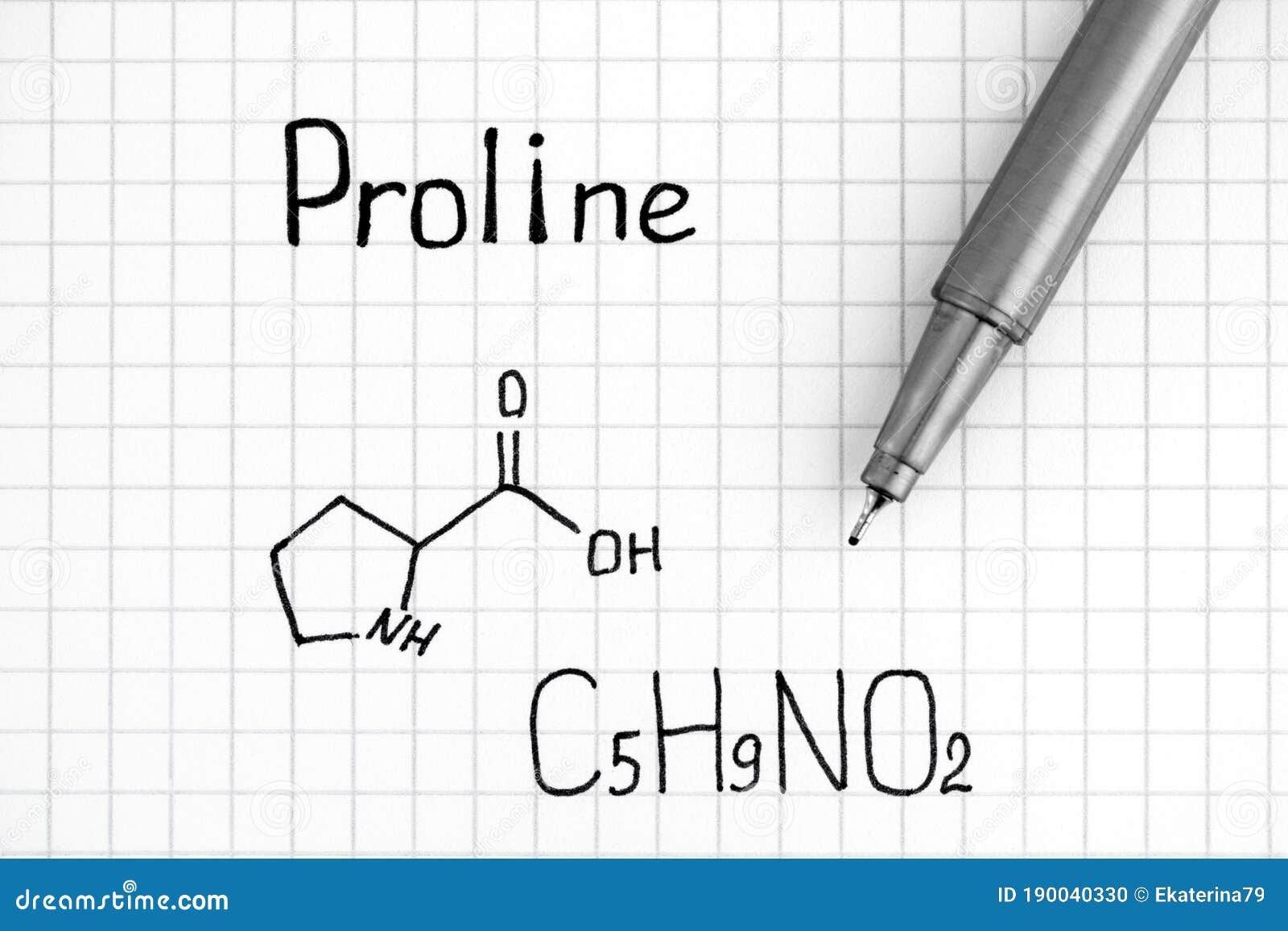 Proline Molecular Structure 3d, Flat Model, Proteinogenic Amino Acid ...