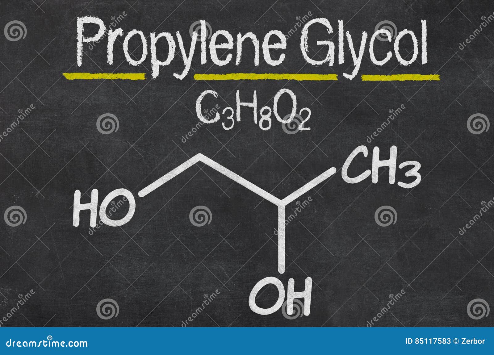 Chemical Formula of Propylene Glycol Stock Illustration - Illustration ...
