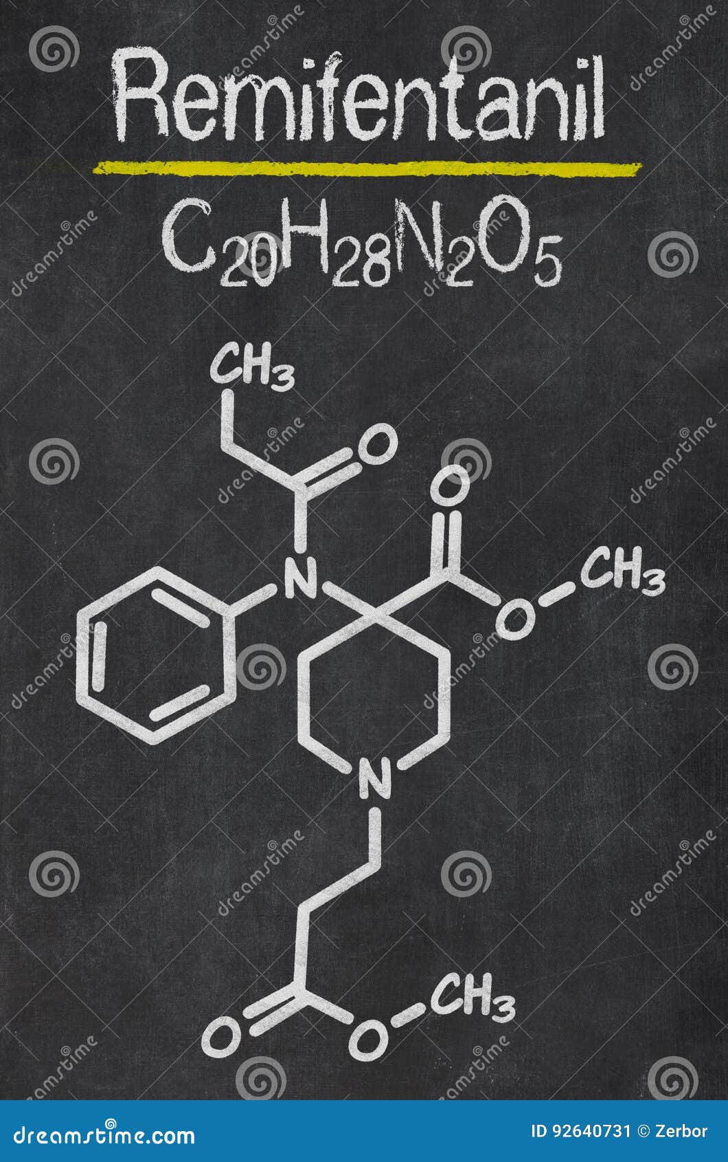 Chemical Formula of Remifentanil Stock Illustration - Illustration of ...
