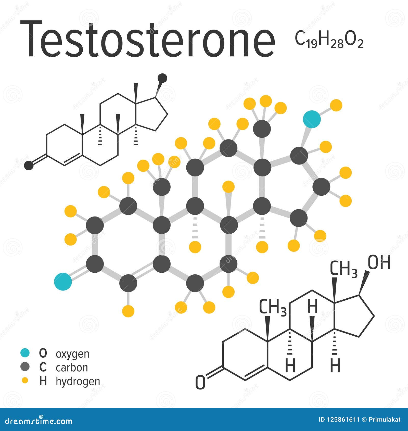 Chemical Formula Of A Vector Testosterone Molecule Stock Vector