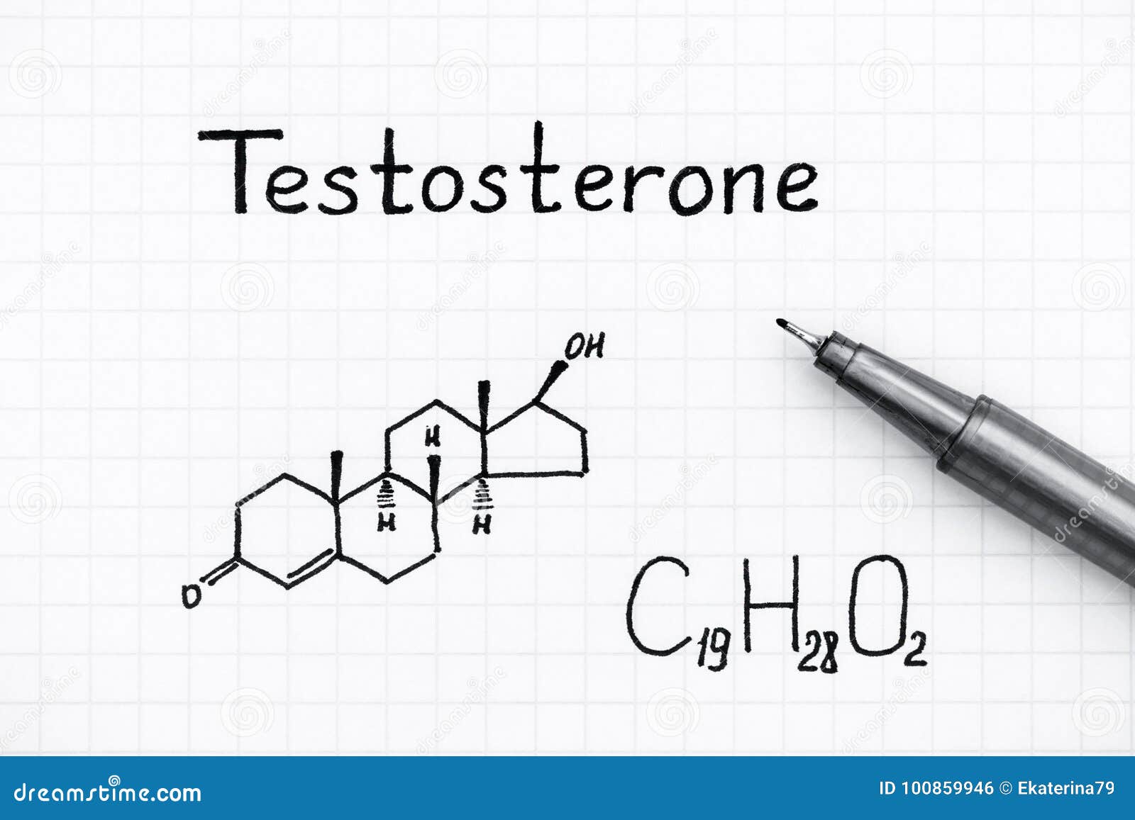 Chemical Formula of Testosterone with Pen. Stock Photo - Image of male ...