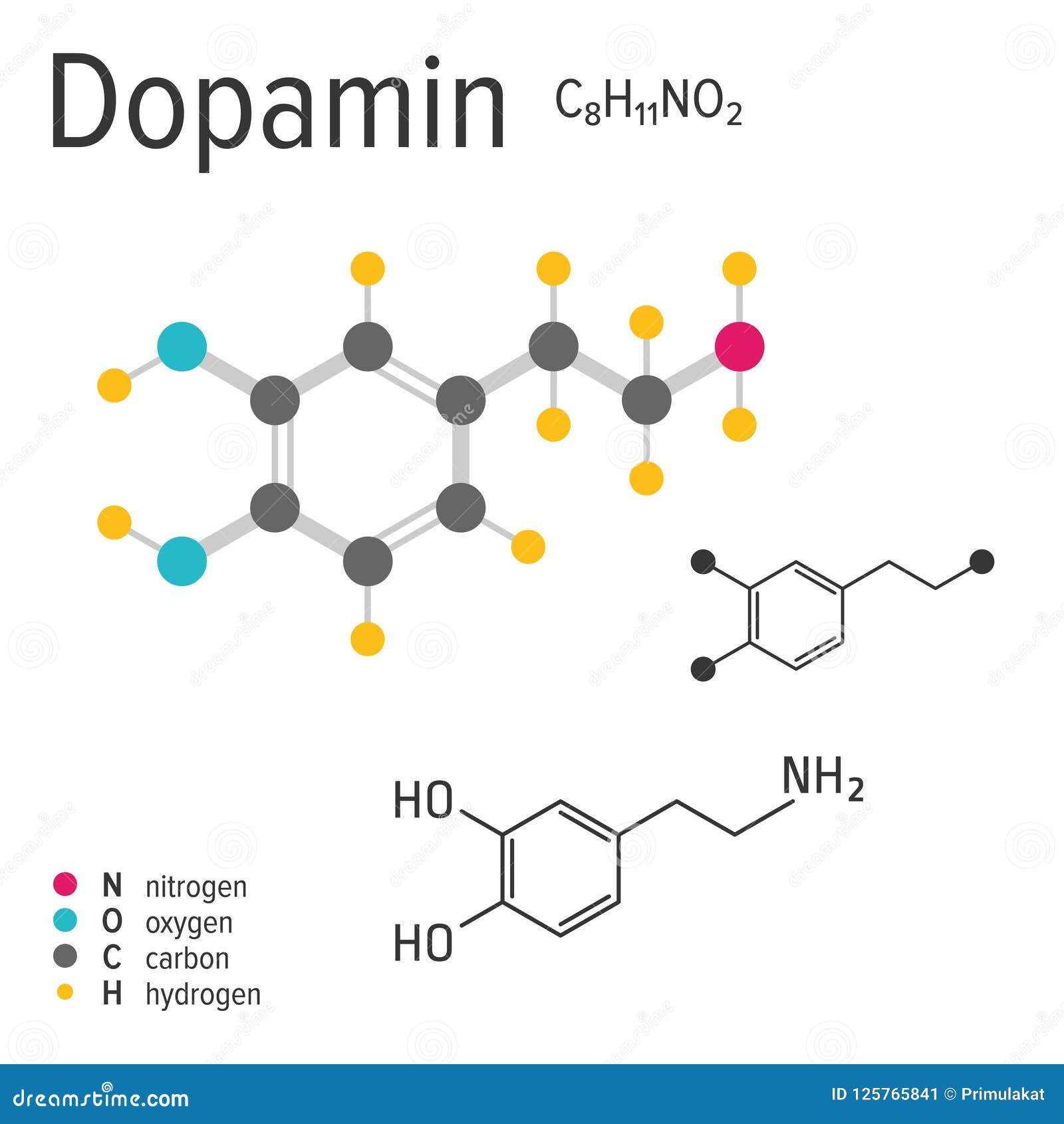 Chemical Formula Of The Vector Dopamin Molecule | CartoonDealer.com ...