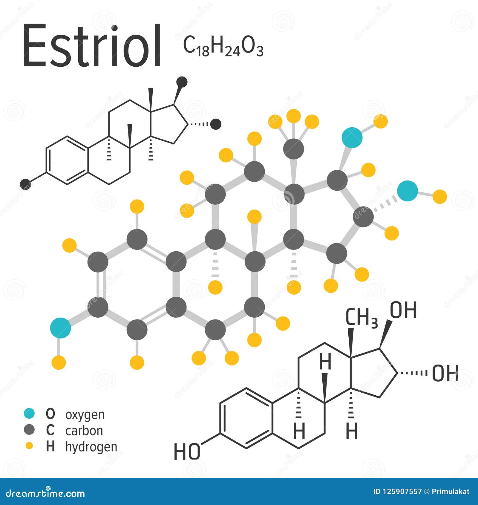 Estriol Chemical Formula. Estriol Structural Chemical Formula Isolated ...