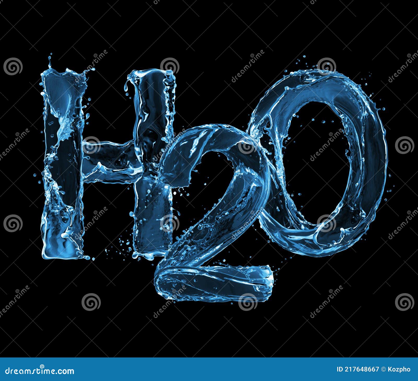 Chemical Formula of Water H2O Made of Water Splashes on Black ...