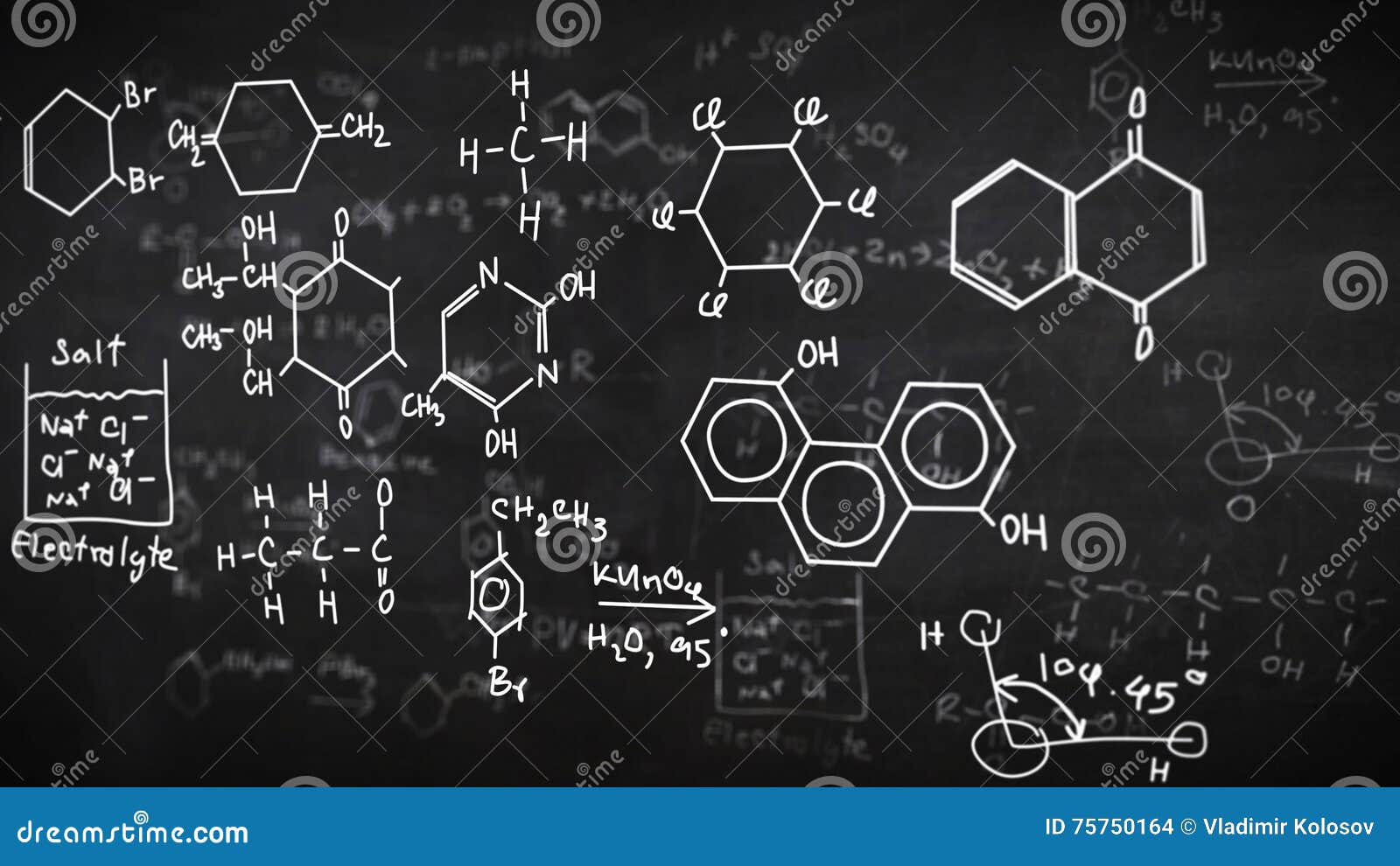 Chemical formulas on black stock illustration. Illustration of ...