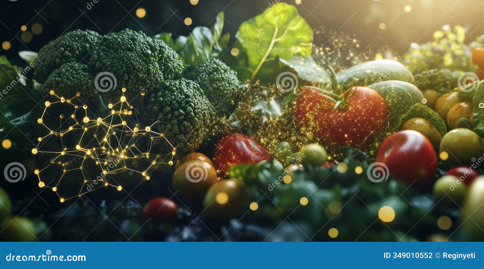 Chemical Formulas Create Vegetable Structure with Glowing Details Stock ...