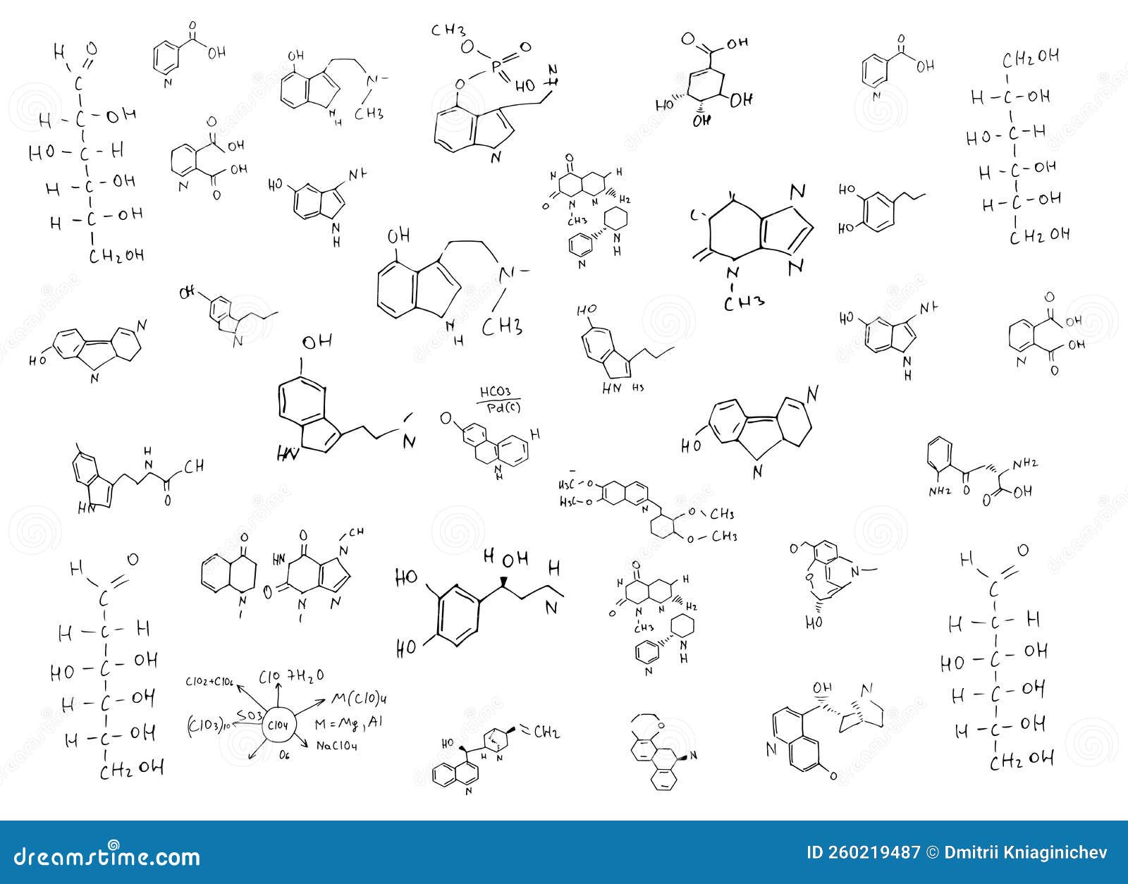 Chemical Formulas and Elements.scientific Background on White. Hand ...