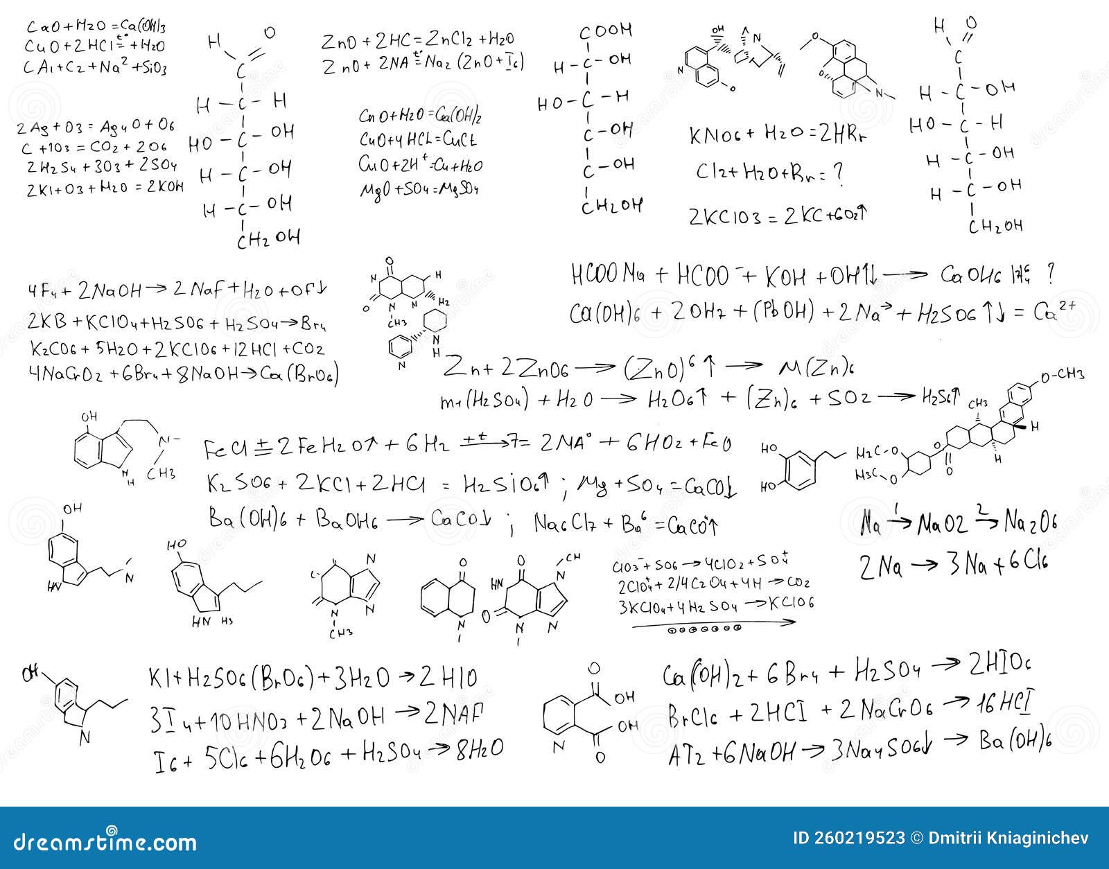 Chemical Formulas and Elements.scientific Background on White. Hand ...