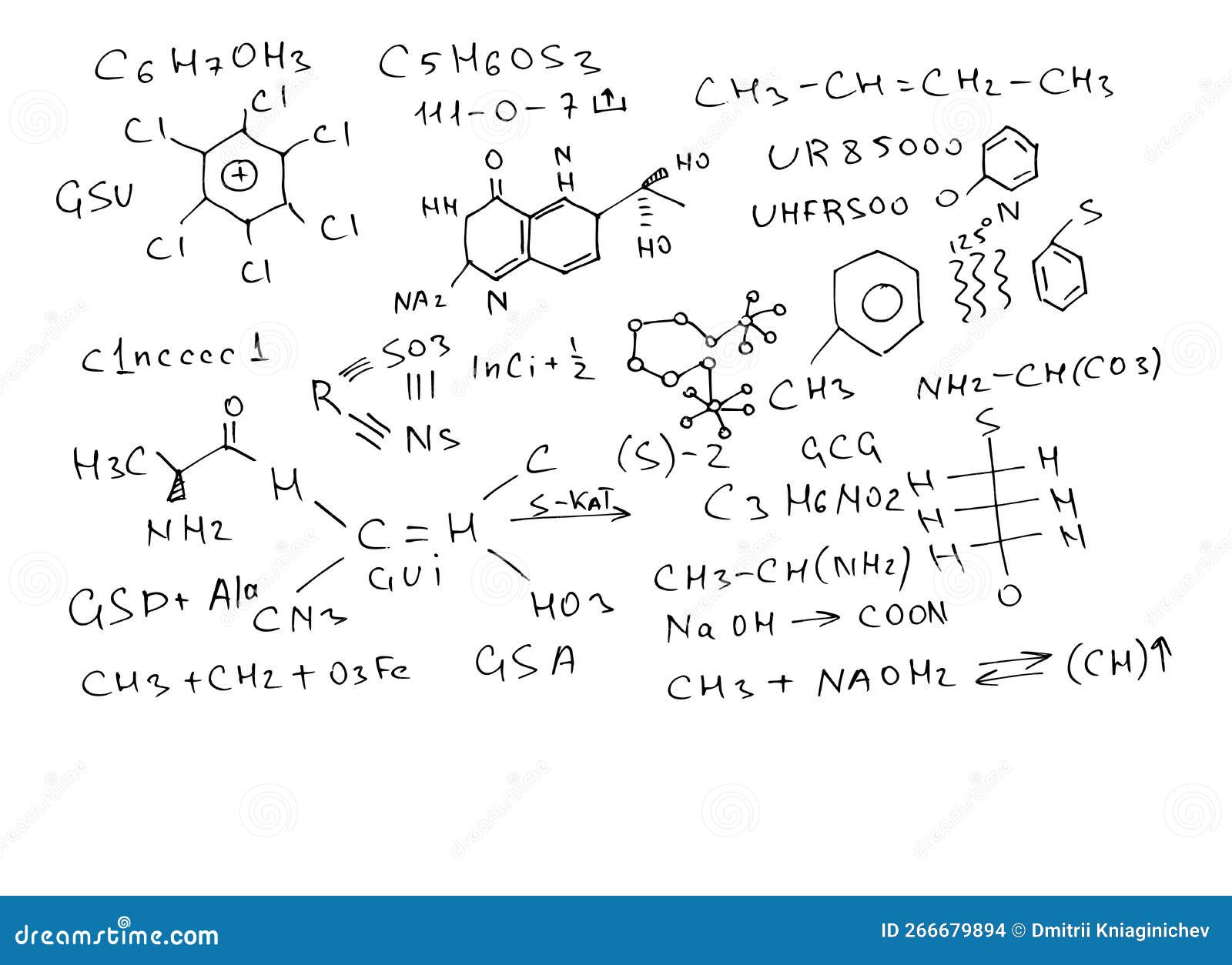 Chemical Formulas and Expressions. Vector Scientific Background ...