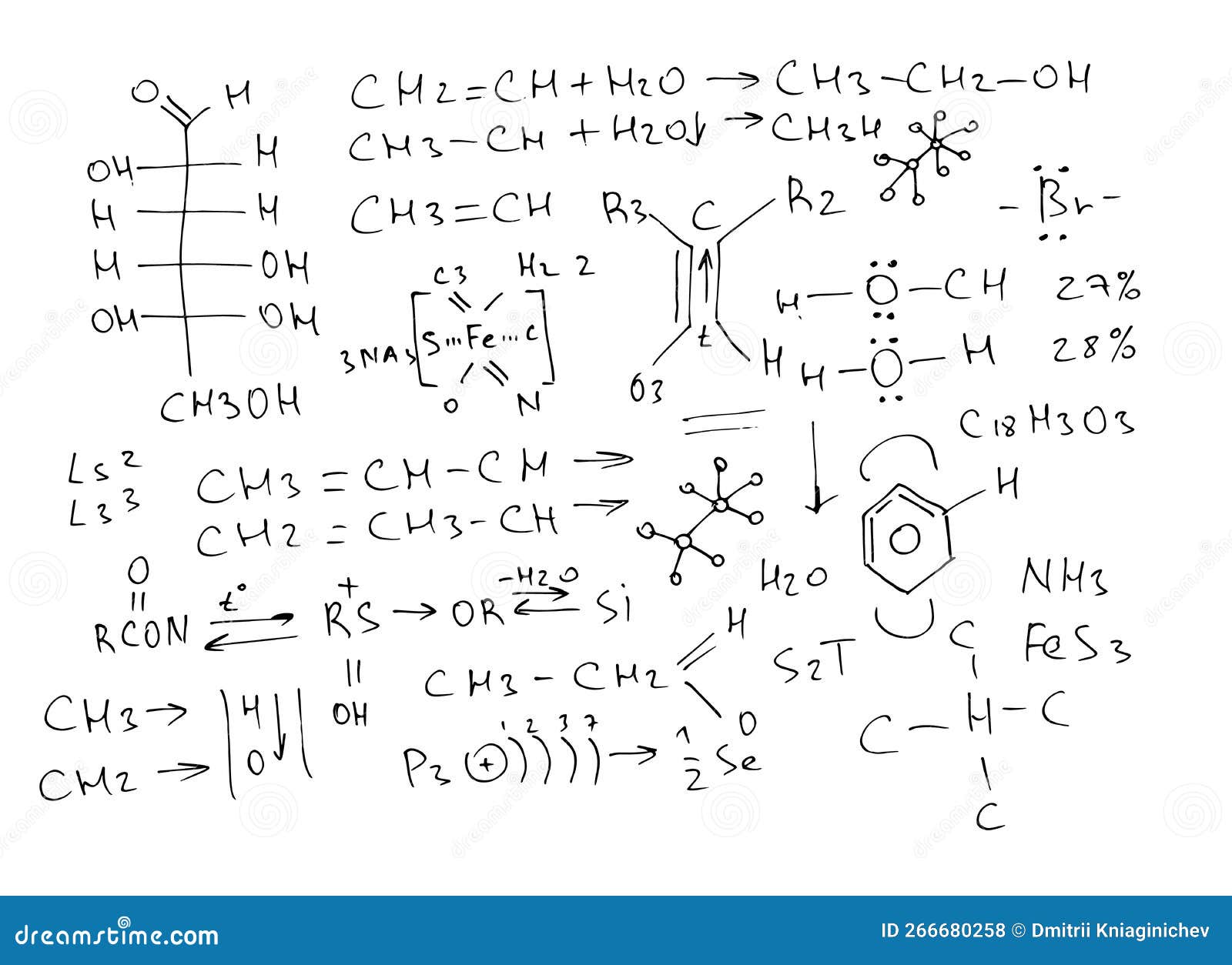 Chemical Formulas and Expressions. Vector Scientific Background ...