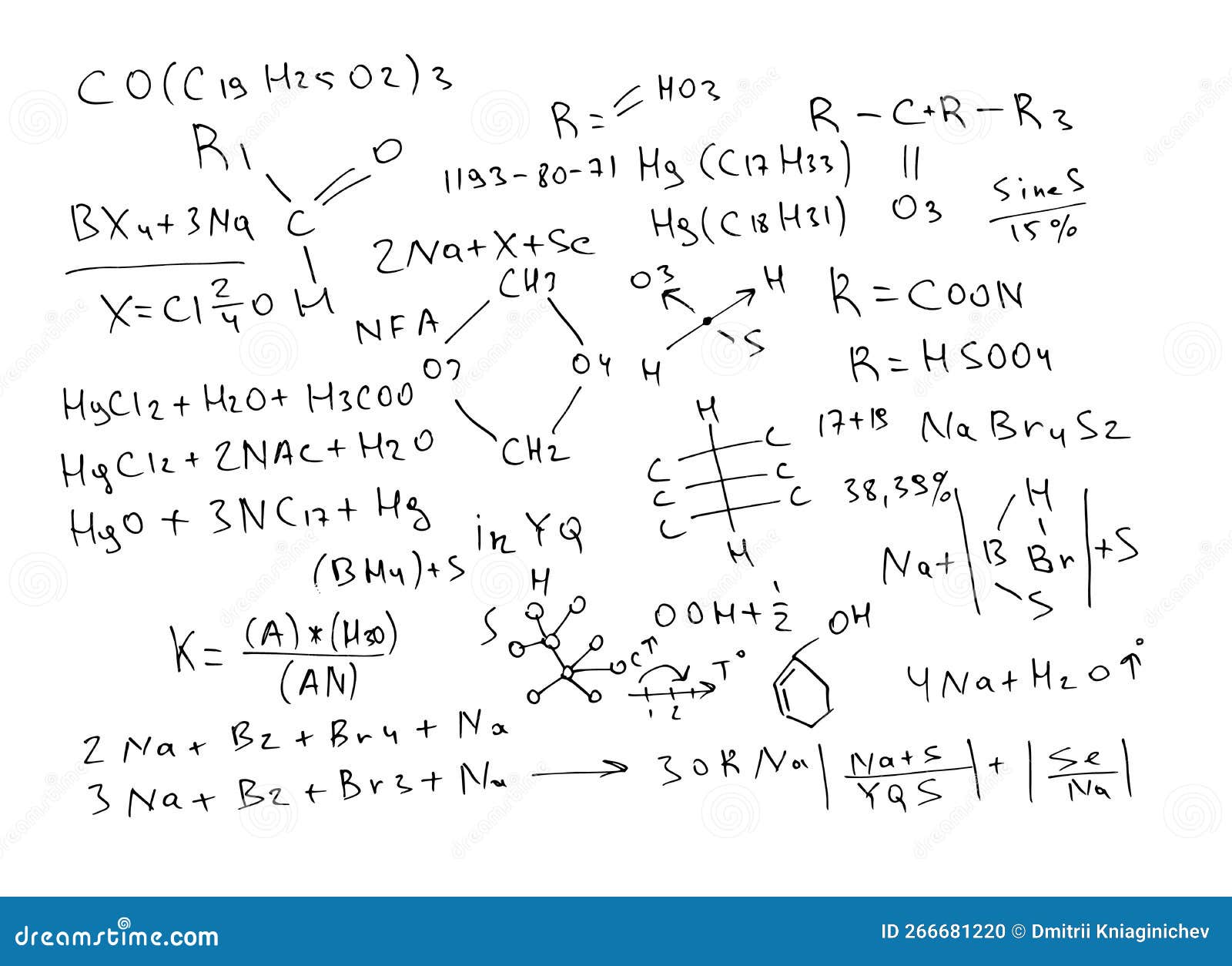 Chemical Formulas and Expressions. Vector Scientific Background ...