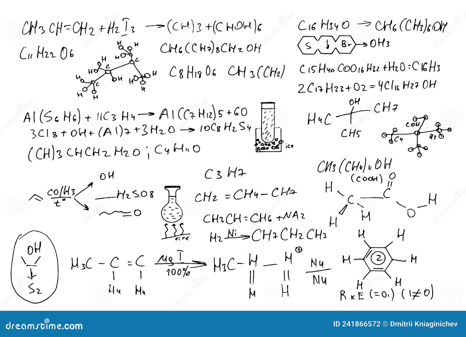 Chemical Formulas. Hand-drawn on a White Background Stock Vector ...
