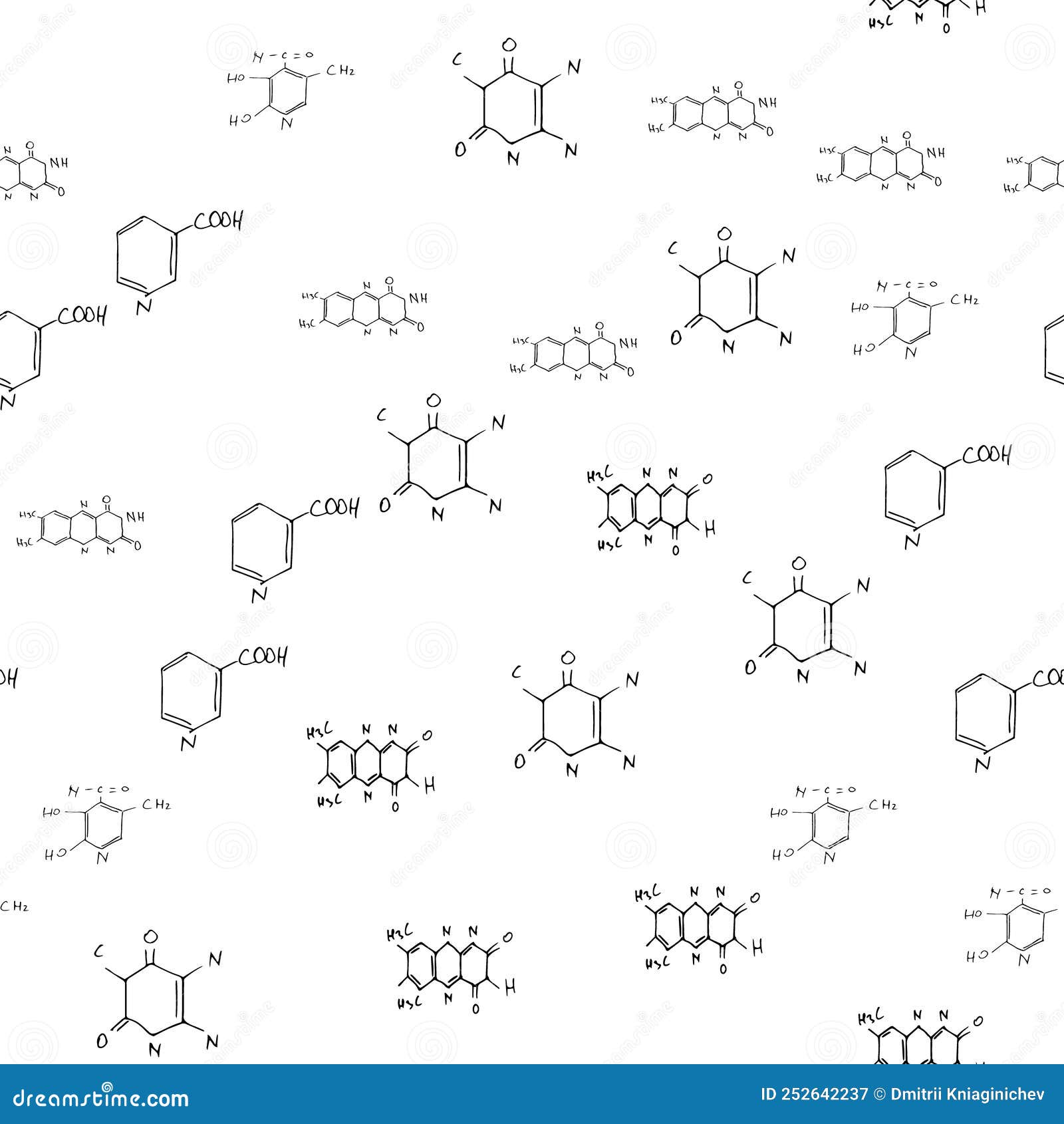 Chemical Formulas. Scientific, Educational Background. Seamless Pattern ...