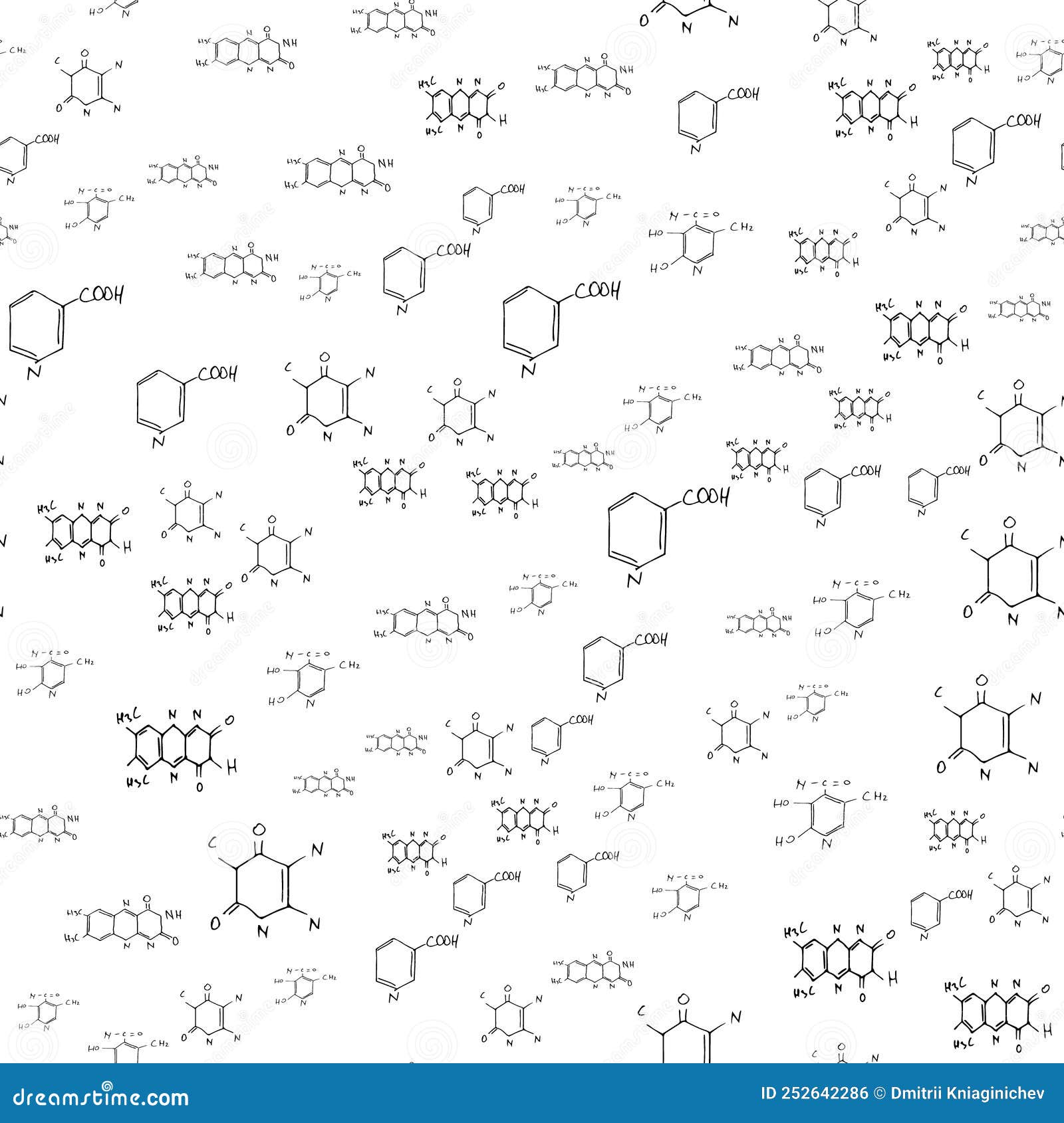 Chemical Formulas. Scientific, Educational Background. Seamless Pattern ...