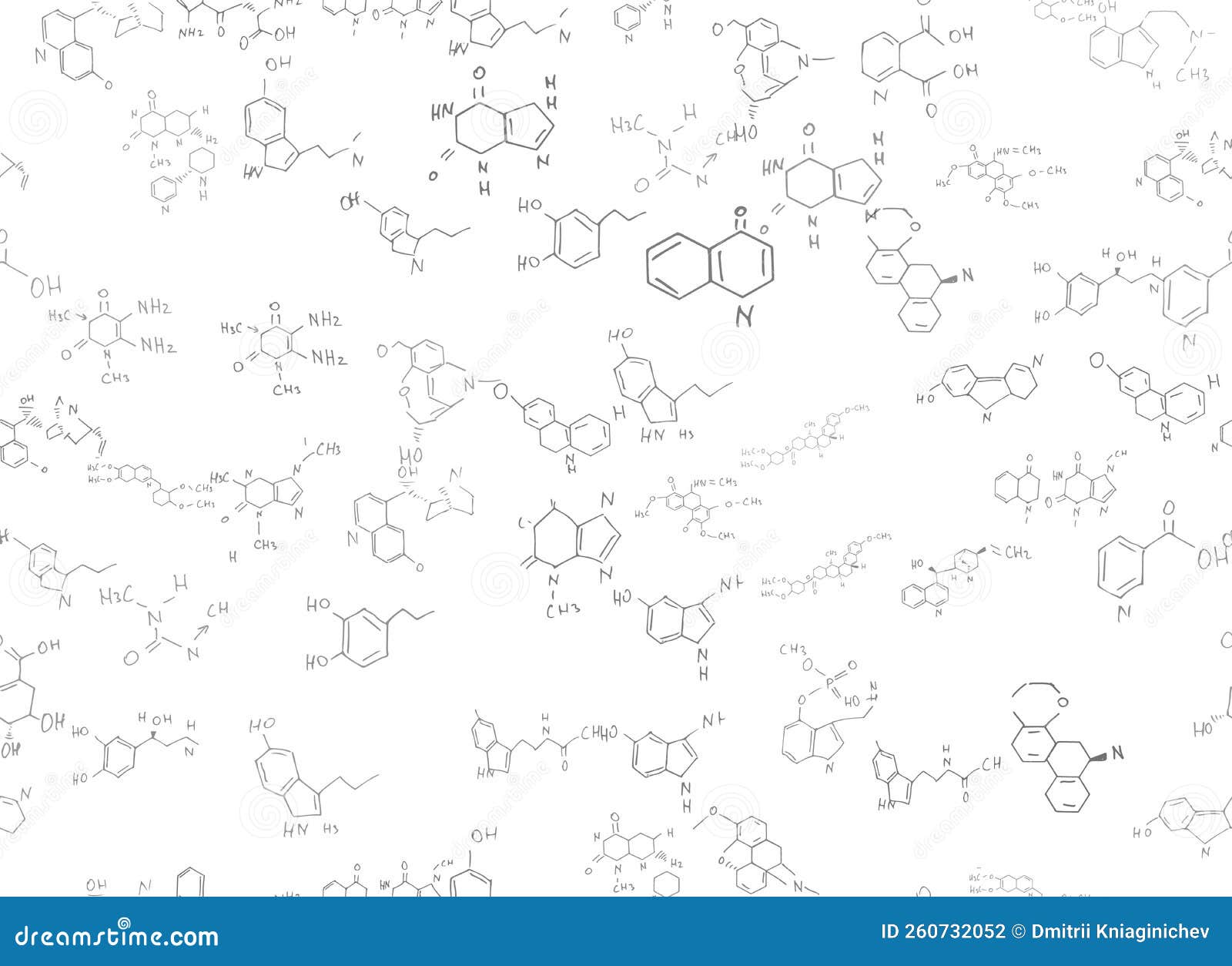 Chemical Formulas. Scientific, Educational Background on White. Hand ...
