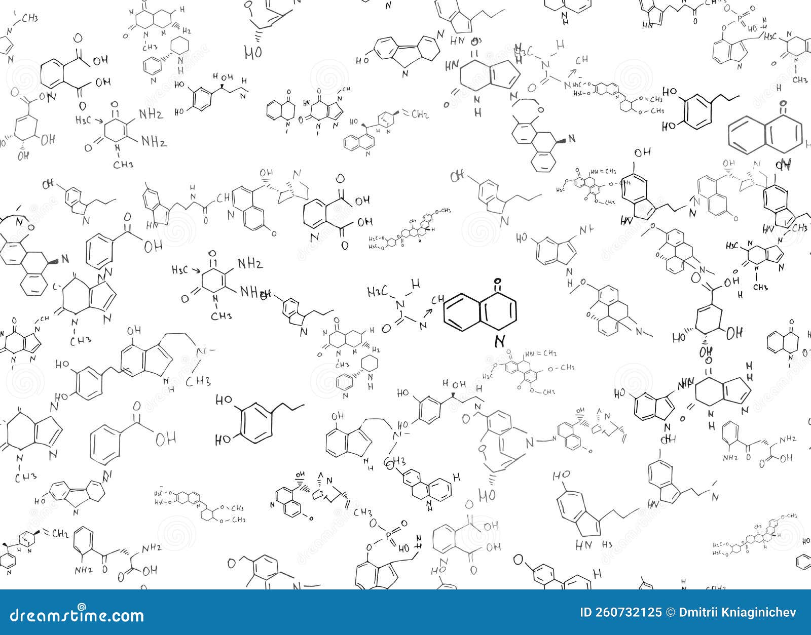 Chemical Formulas. Scientific, Educational Background on White. Hand ...
