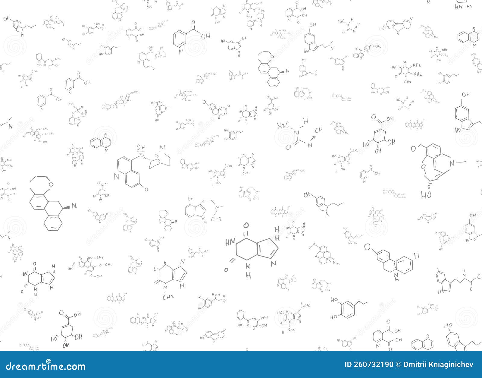 Chemical Formulas. Scientific, Educational Background on White. Hand ...