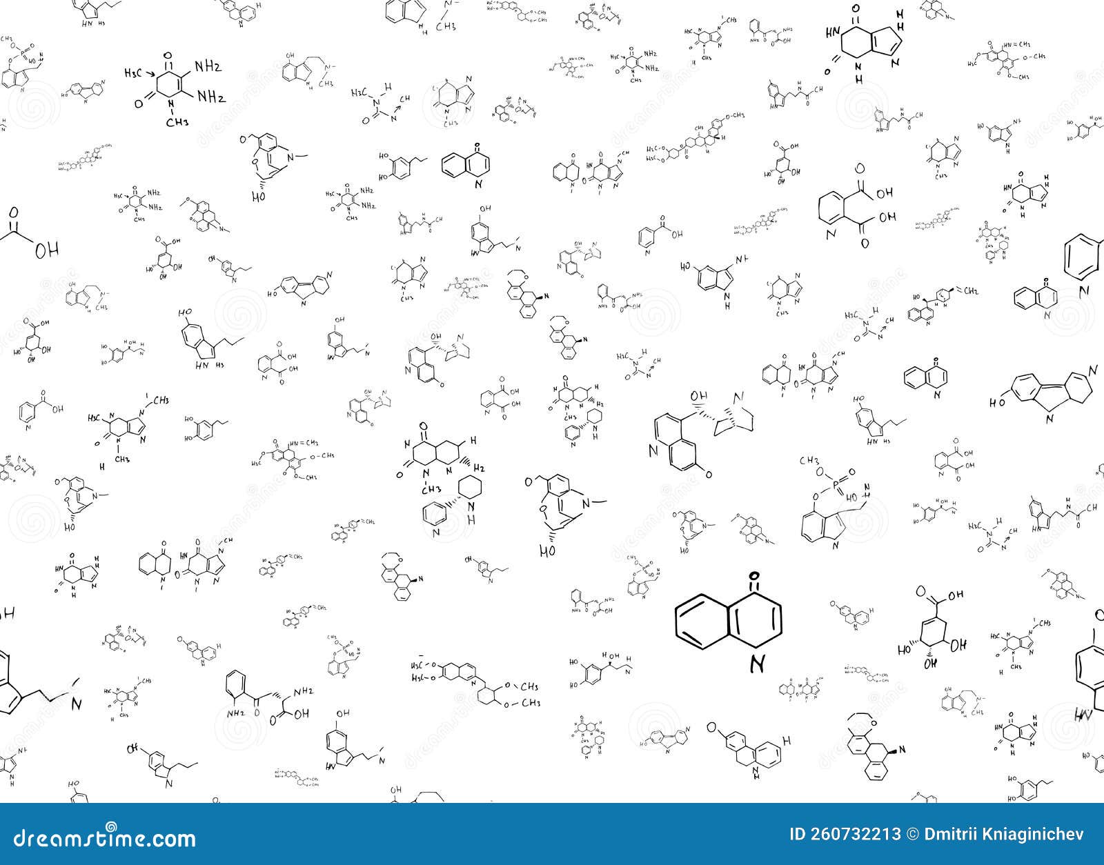 Chemical Formulas. Scientific, Educational Background on White. Hand ...