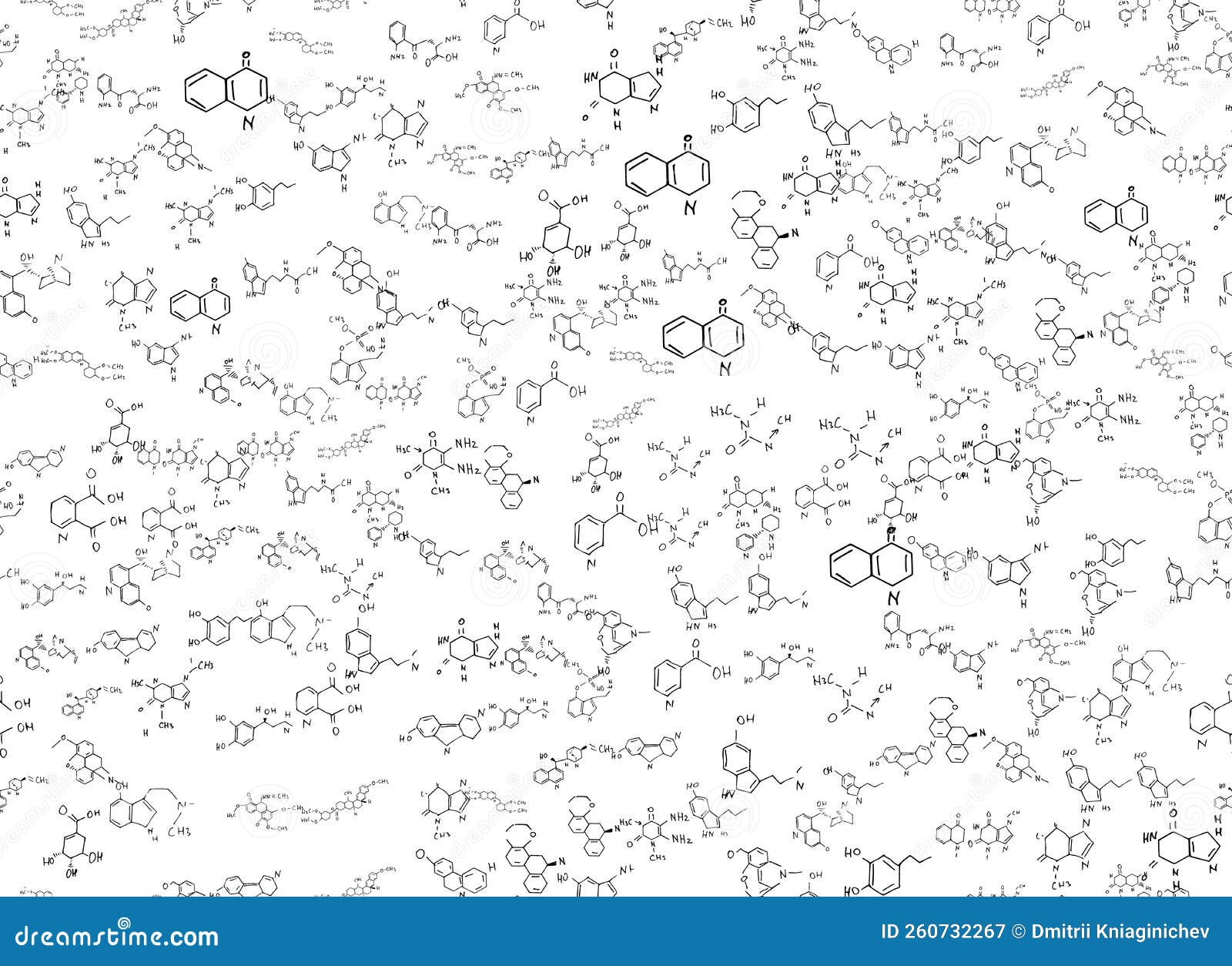Chemical Formulas. Scientific, Educational Background on White. Hand ...