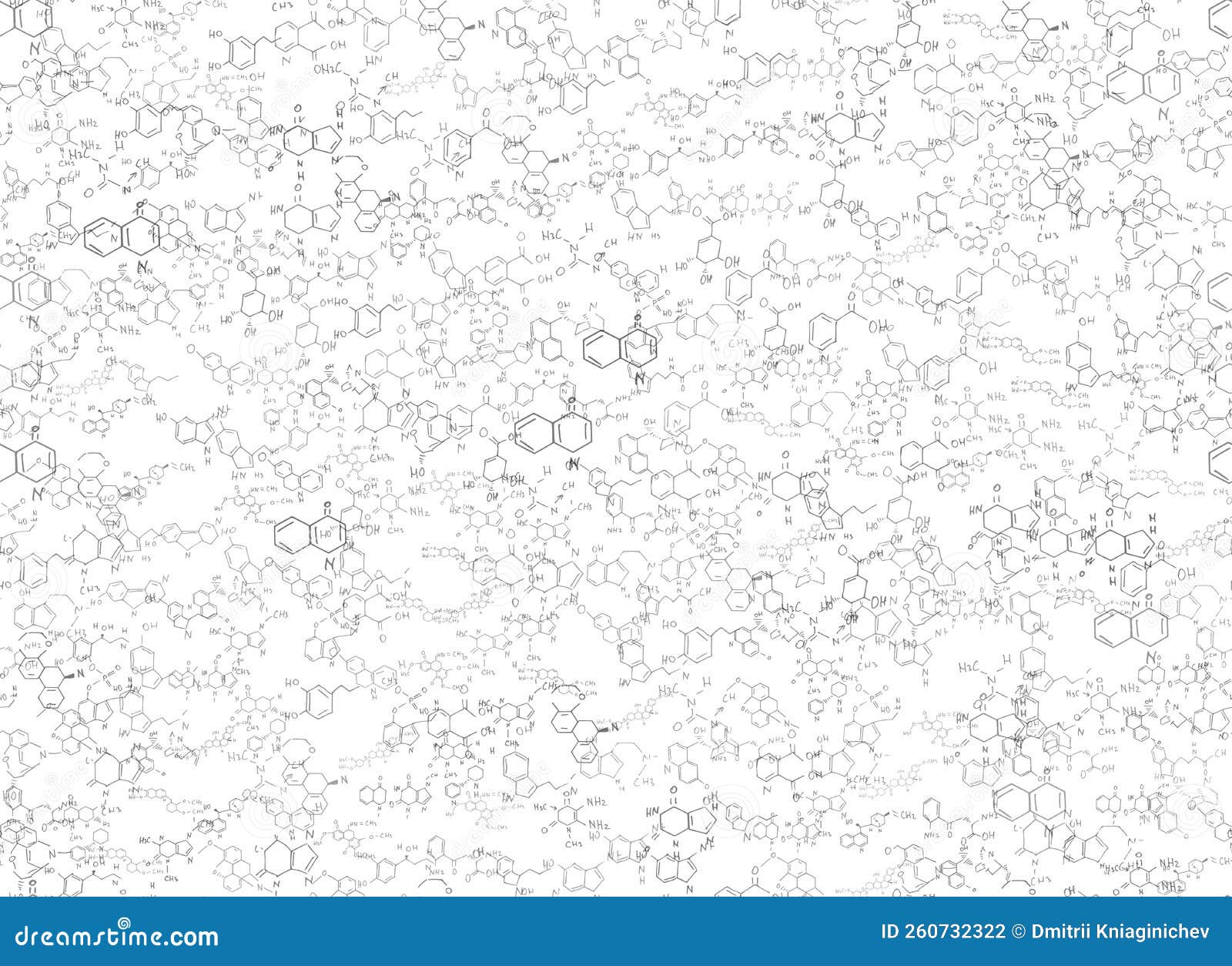 Chemical Formulas. Scientific, Educational Background on White. Hand ...