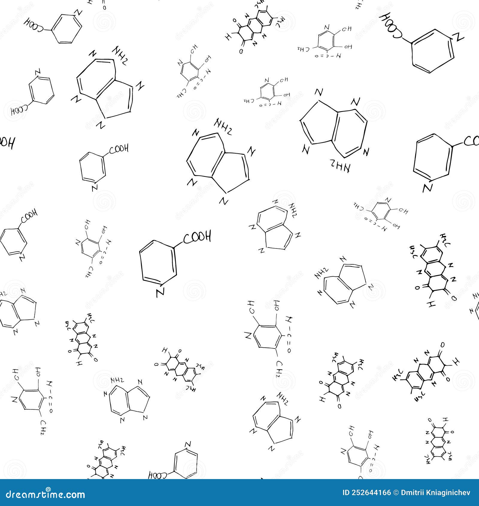 Chemical Formulas. Seamless Pattern. Vector Background on White Stock ...