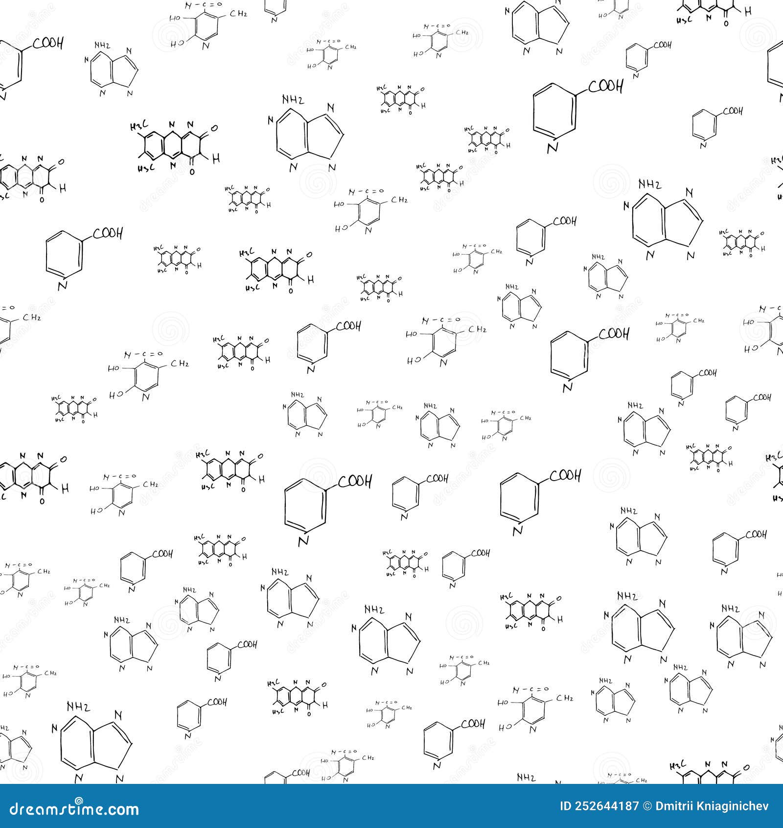 Chemical Formulas. Seamless Pattern. Vector Background on White Stock ...