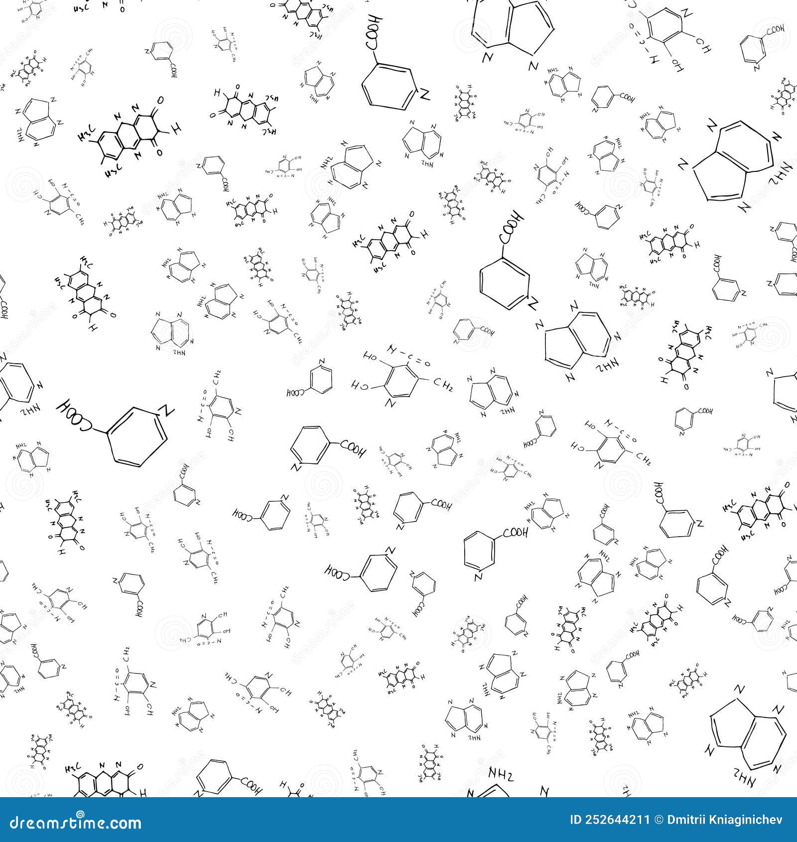 Chemical Formulas. Seamless Pattern. Vector Background on White Stock ...