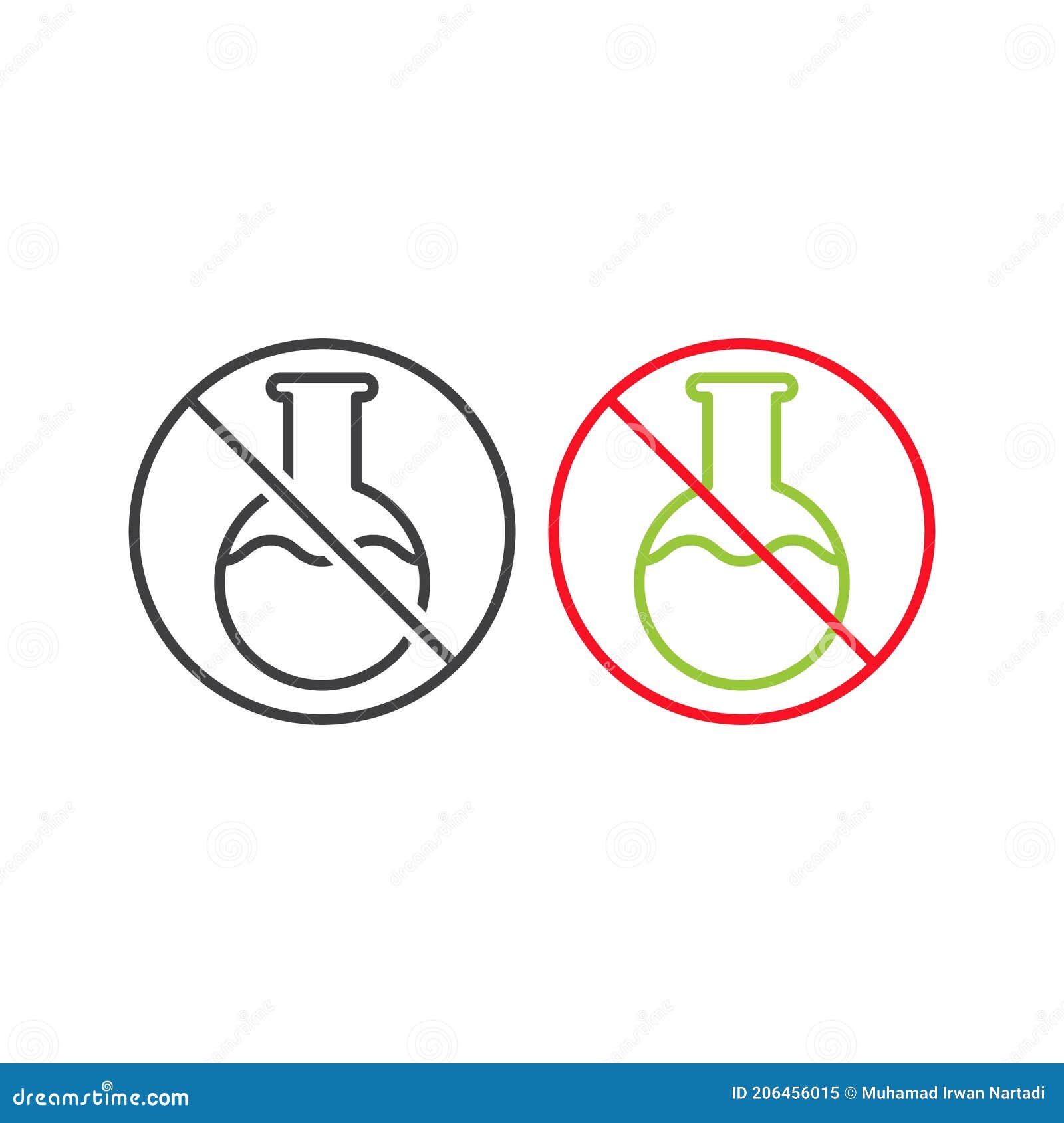 Chemical Free Line Icon With Lab Flask And Bubbles. Food Industry ...