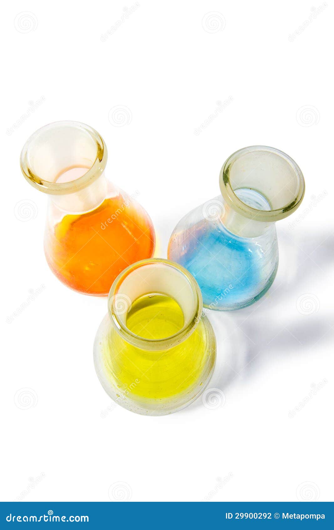 Three colorful flasks stock photo. Image of preparation - 29900292