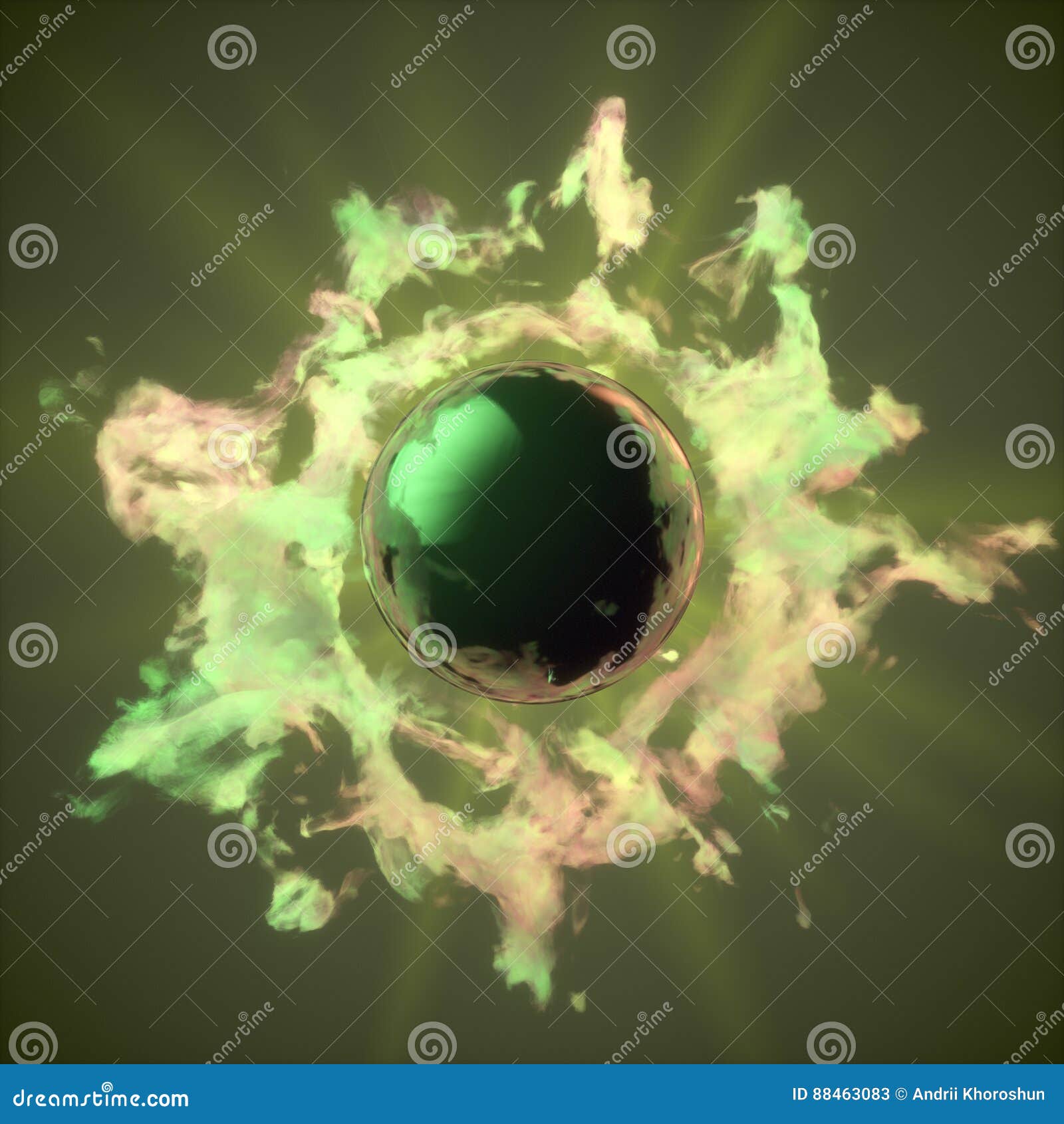 Chemical Green Dust Wave on Dark Background 3d Rendering Stock ...
