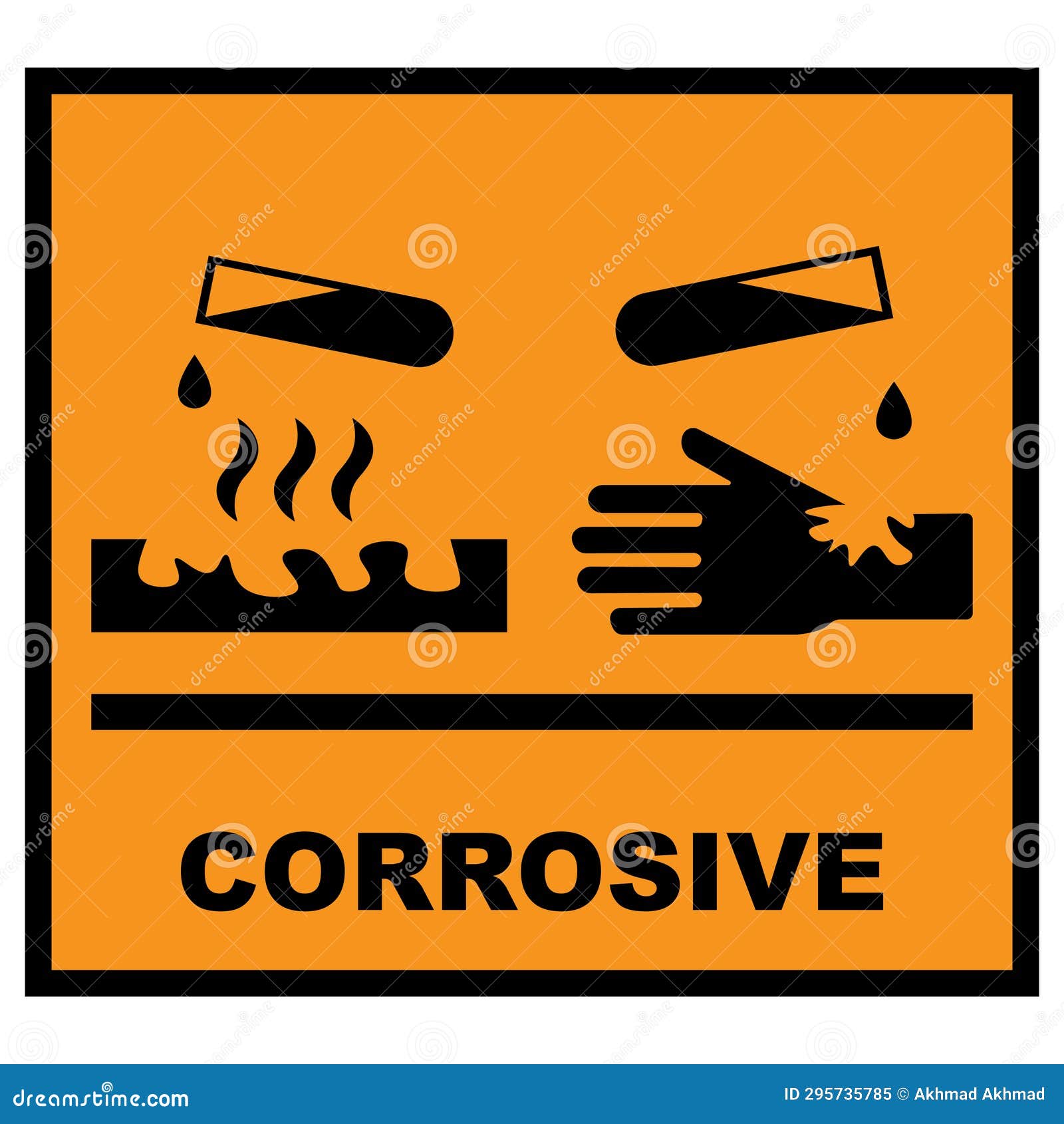 Corrosive Warning Sign. Warning Acid Sign. Cartoon Vector ...