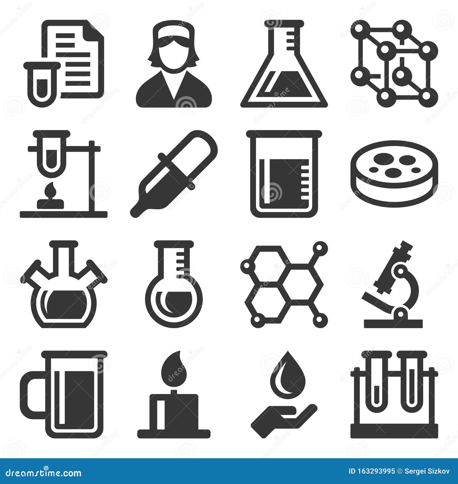 Chemical Icons Set on White Background. Vector Stock Illustration ...