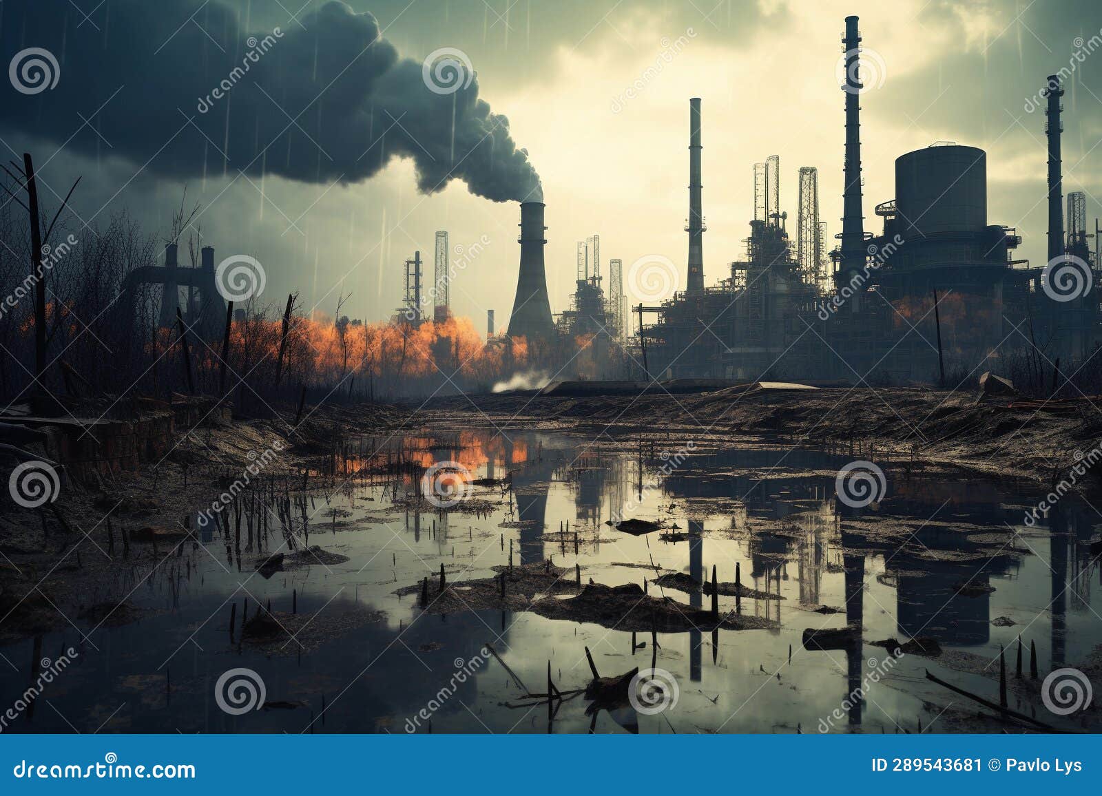 Chemical Industry and Environmental Pollution Stock Illustration ...