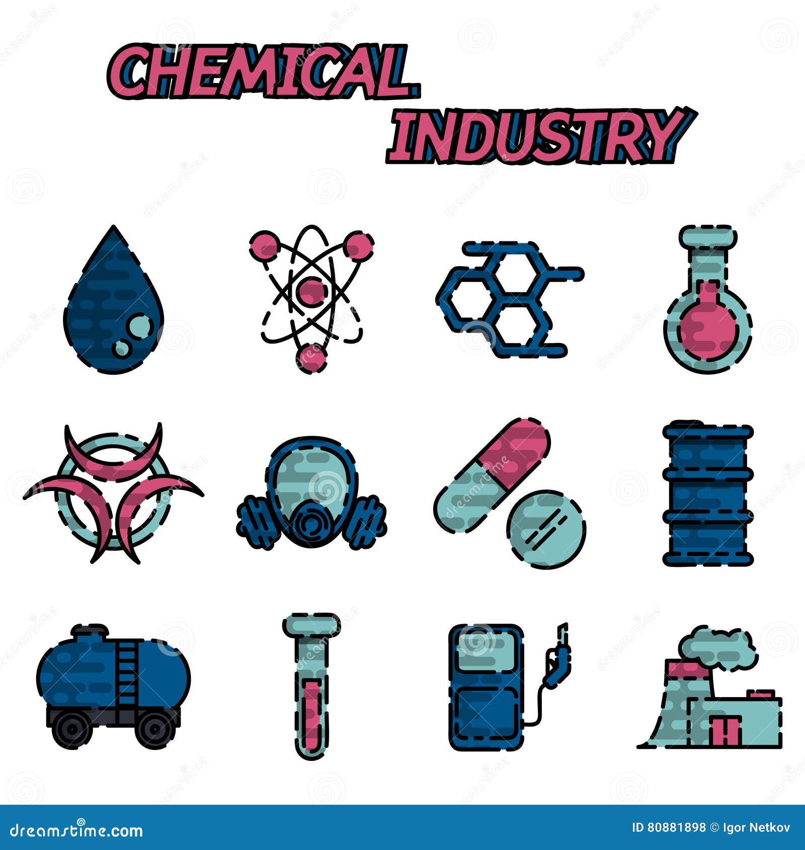 Chemical Industry Flat Icon Set Stock Vector - Illustration of ...