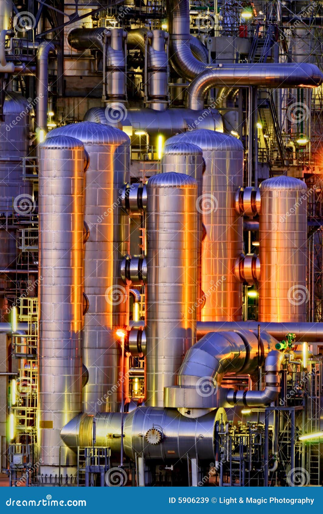 Chemical Installation at Night Stock Image - Image of industrial ...