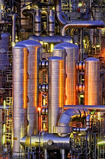 Chemical Installation at Night Stock Image - Image of industrial ...