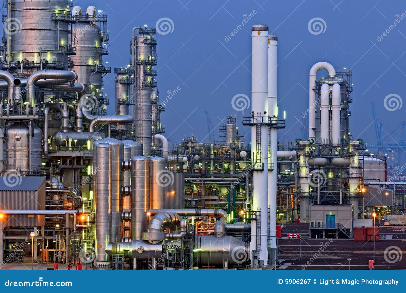 Chemical Installation at Night Stock Image - Image of flowing ...